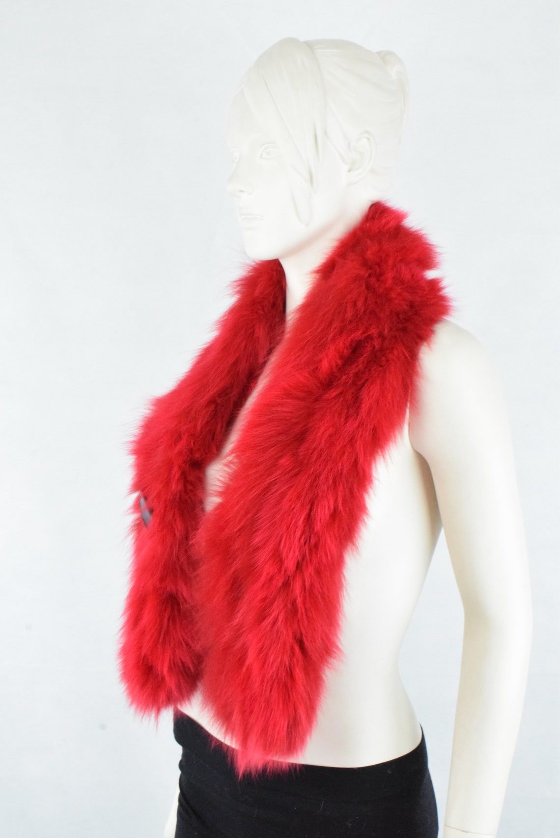 Fur Fox scarf Red color soft and warm accessory for womens | Etsy