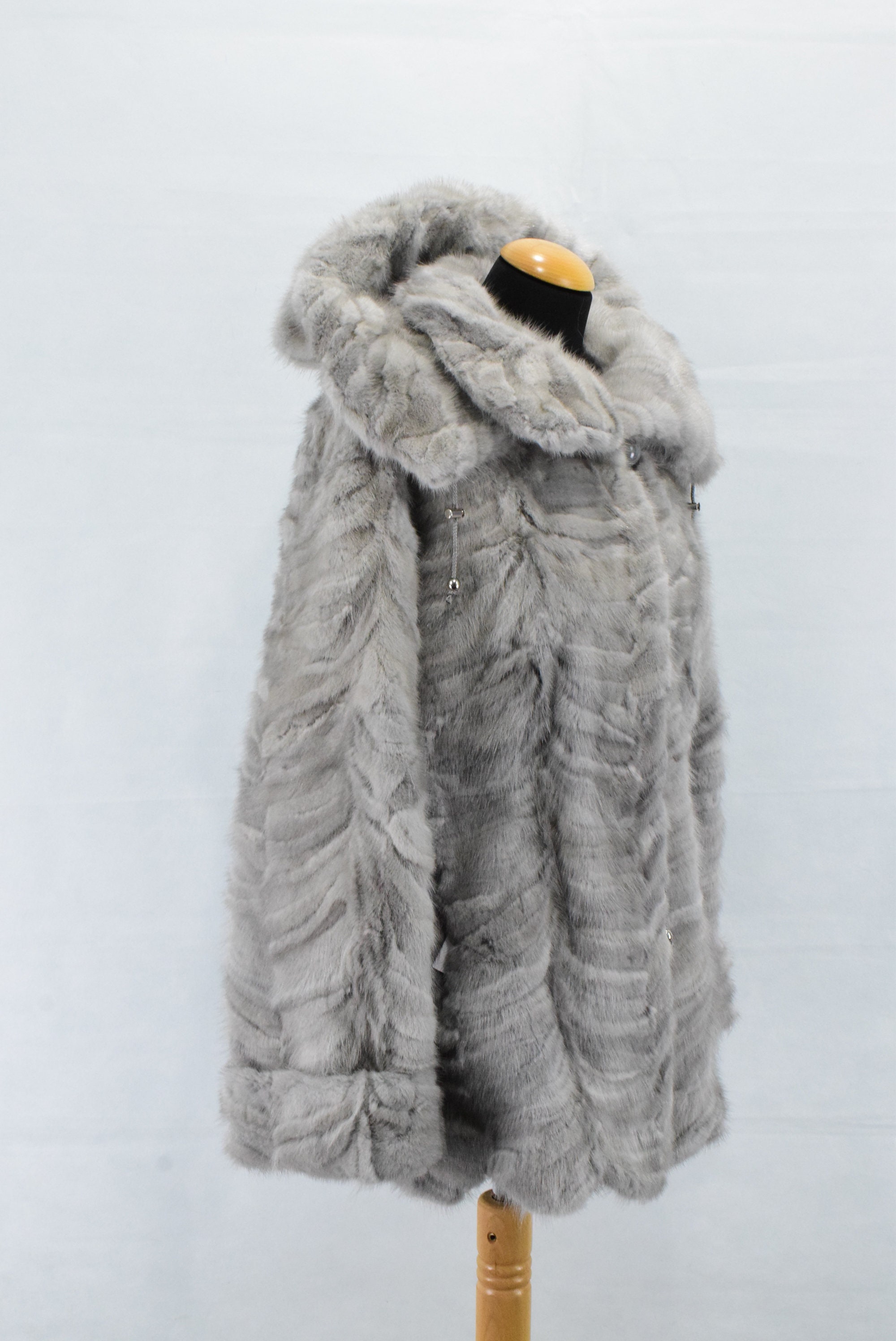 Fur Mink Coat Sapphire Colour Detachable Large Hood Unique | Etsy