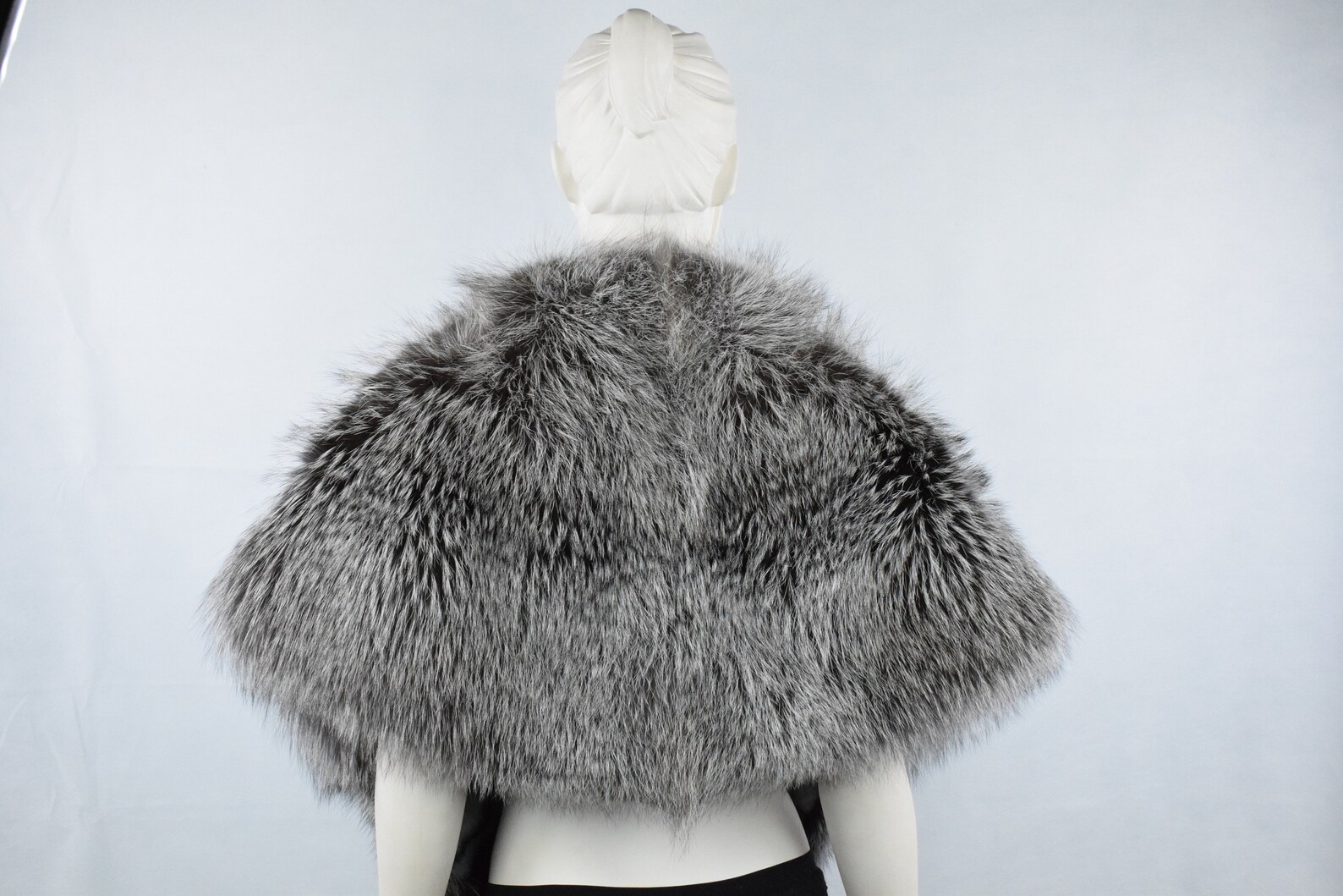 Women's Fur Fox Wrap Shawl Silver Black Color Warm Evening - Etsy