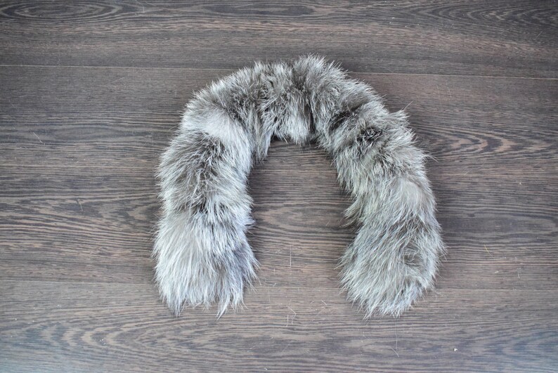 Silver Fox Fur Trim for Hood Detachable Fluffy Stripe Unisex | Etsy