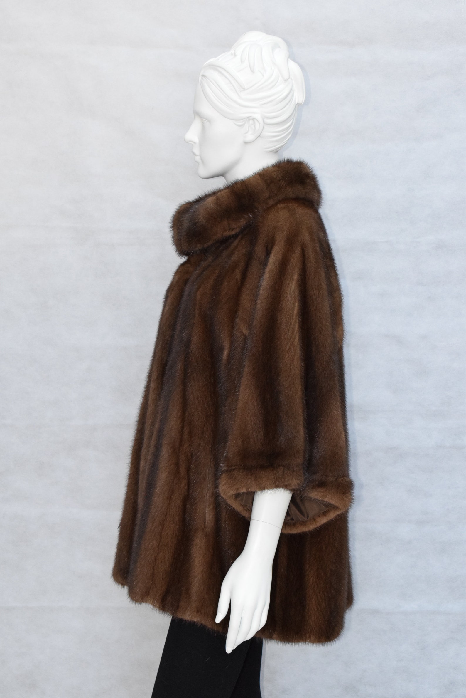 Real Fur Mink Cape Coat Brown Color Extra Large Size Short | Etsy