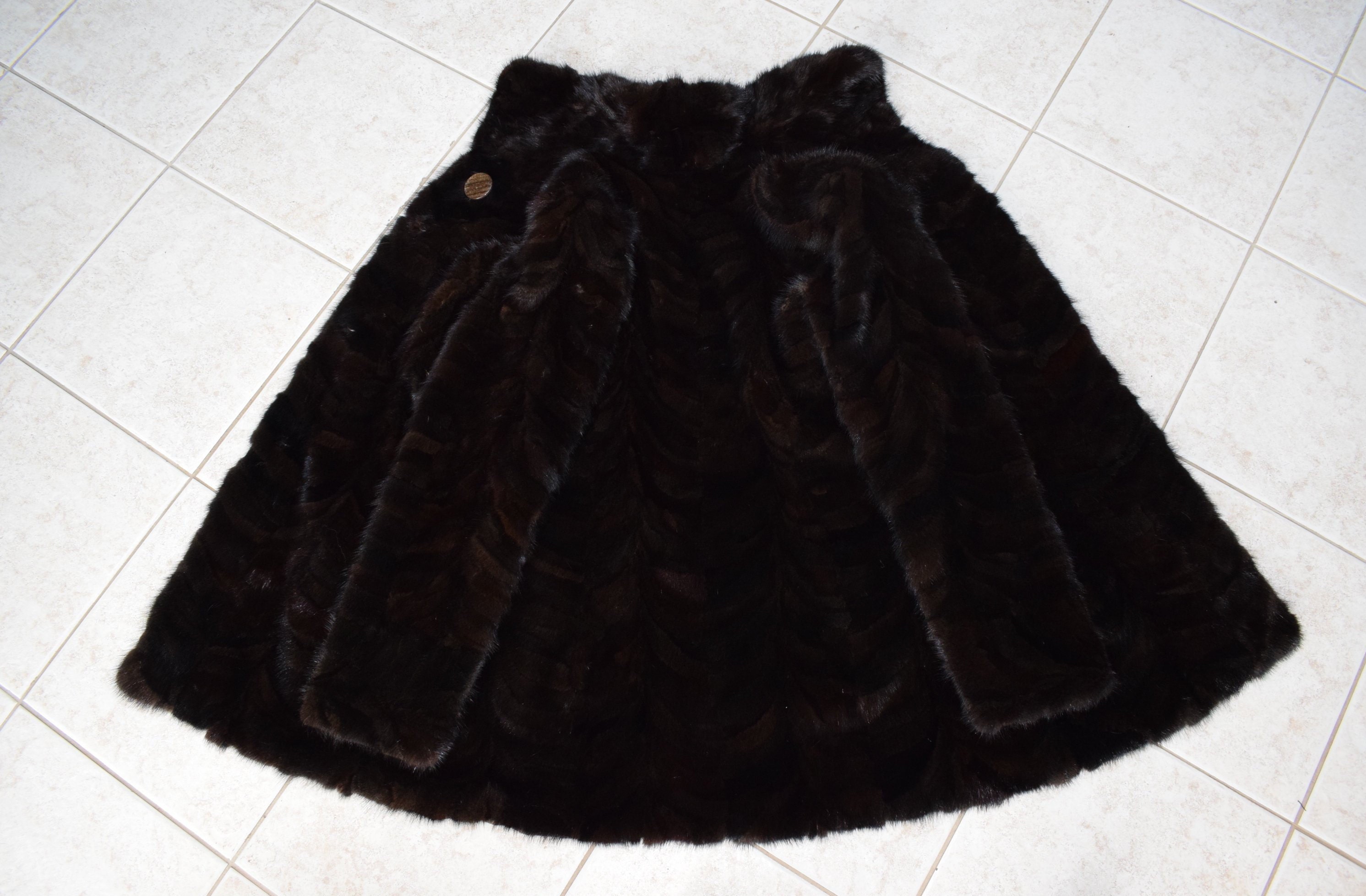 Mink fur waisted coat Mahogany brown color natural Mink fur | Etsy