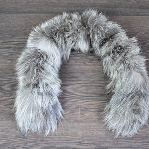 Silver Fox Fur Trim for Hood, Detachable Fluffy Stripe, Unisex Mens ...