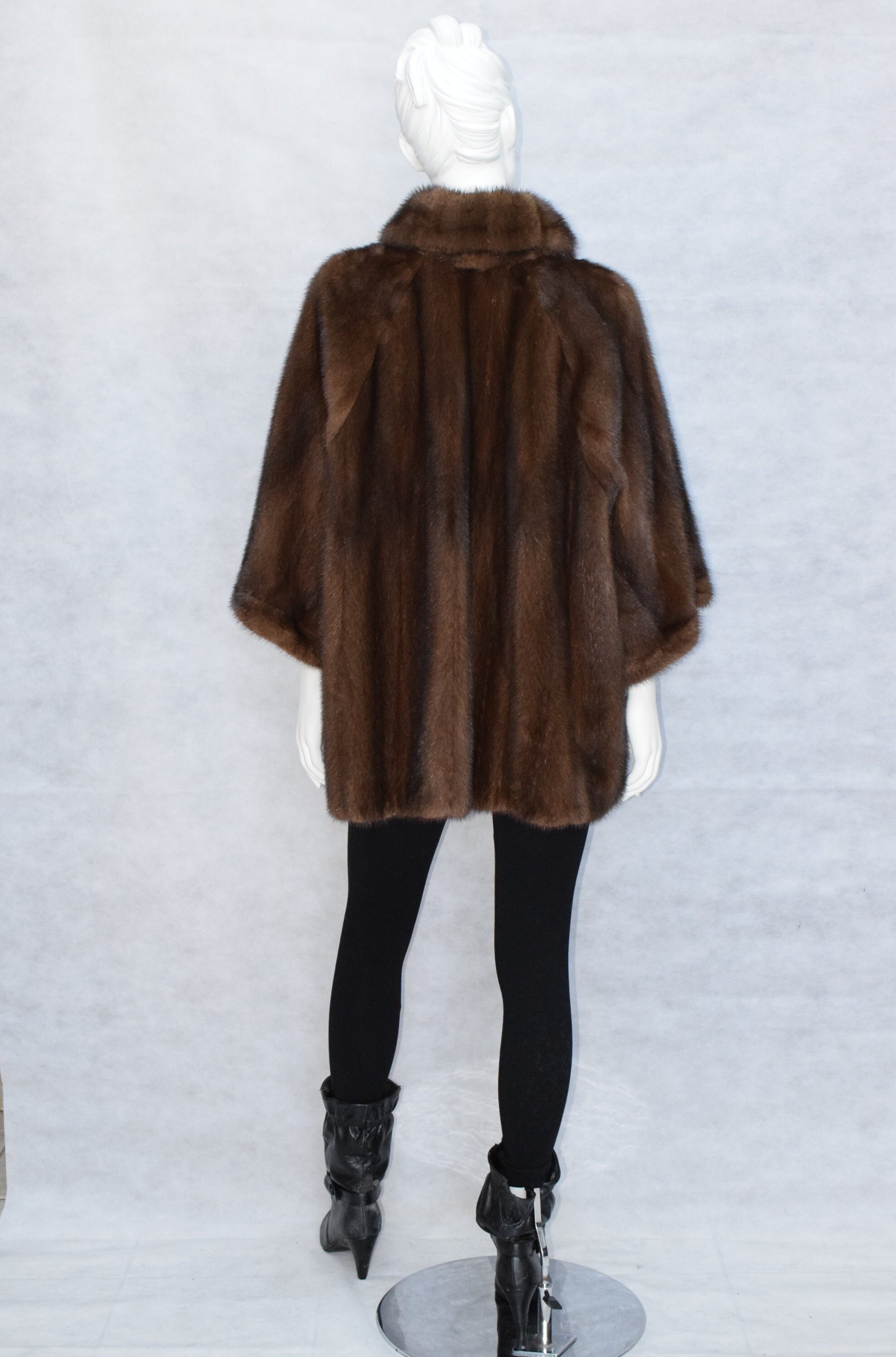 Real Fur Mink Cape Coat Brown Color Extra Large Size Short - Etsy