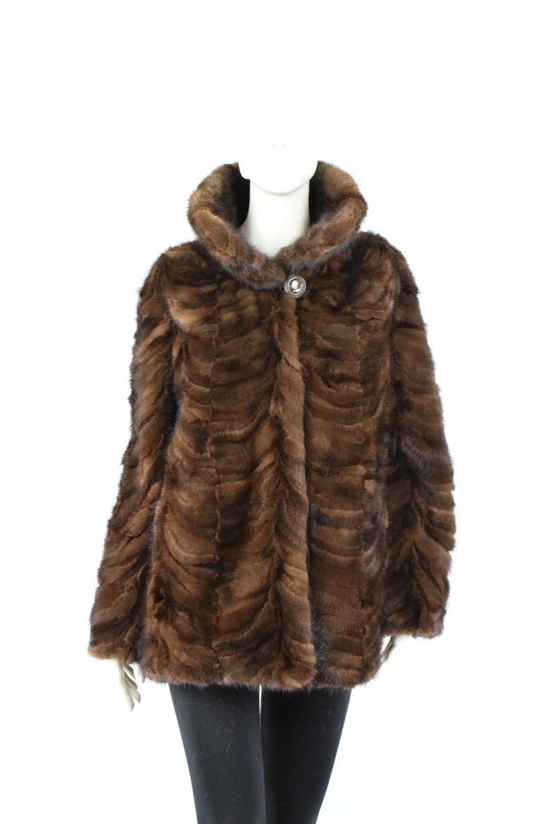 Real Mink Fur Classic Coat Demi Brown Color With Large Warm - Etsy