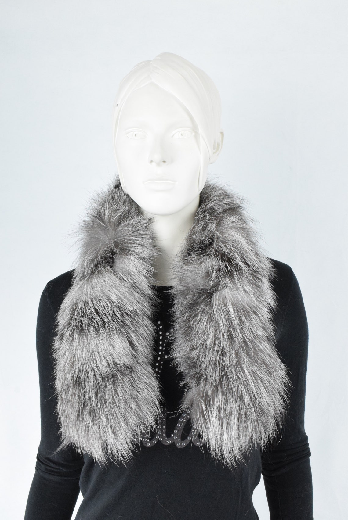 Silver Fox Fur Trim for Hood Detachable Fluffy Stripe Unisex | Etsy