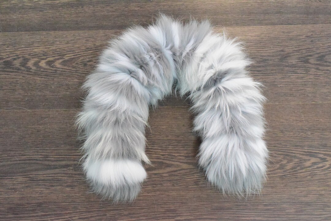 Fur Trim for Hood, Finn Raccoon White Gray Color Fur Stripe, Coat ...