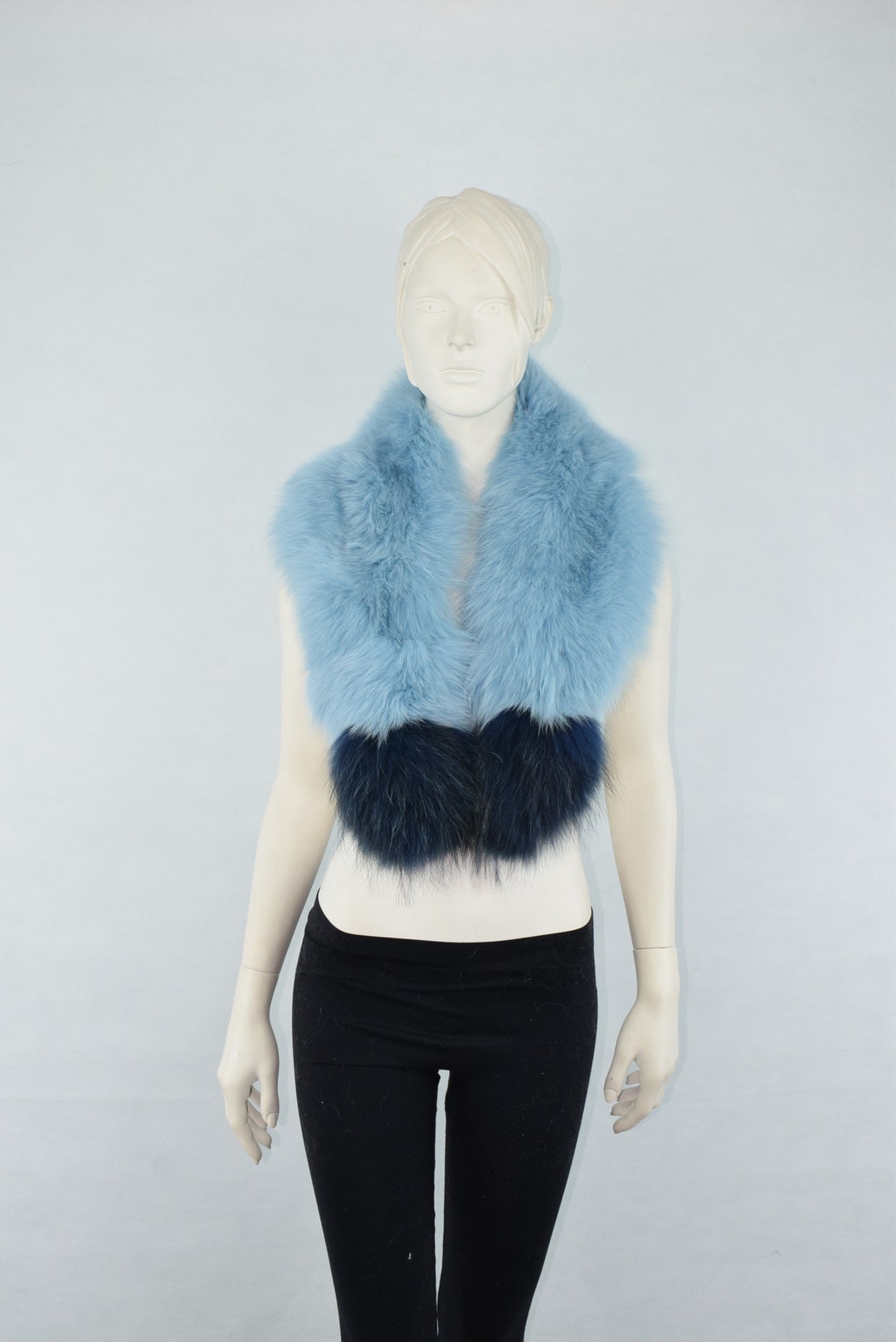 Fur Fox Large Collar, Blue Color, Fluffy and Warm, Luxury Womens Mens ...