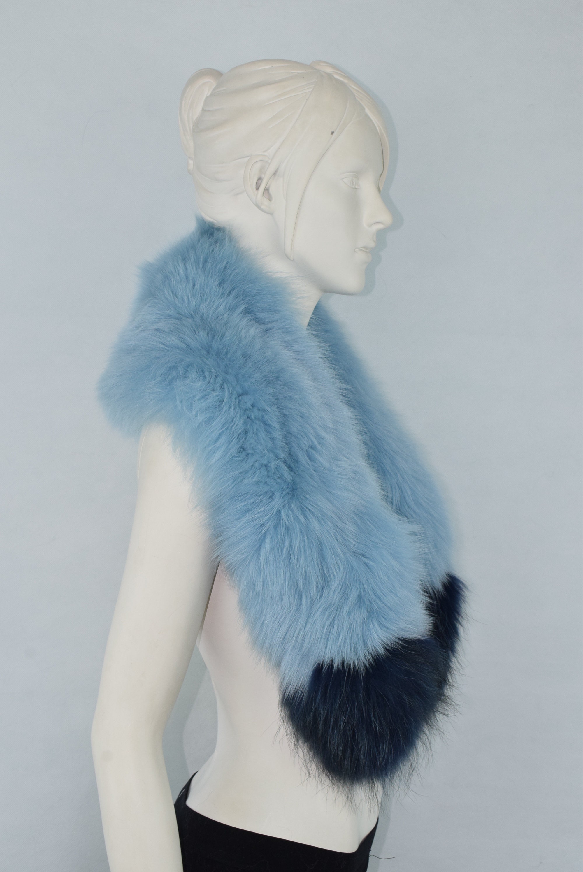 Fur Fox Large Collar Blue Color Fluffy and Warm Luxury - Etsy
