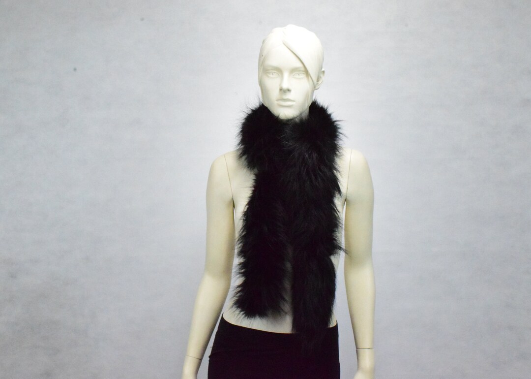 Finn Raccoon Fur Scarf: Black Fluffy Neck Warmer - Etsy