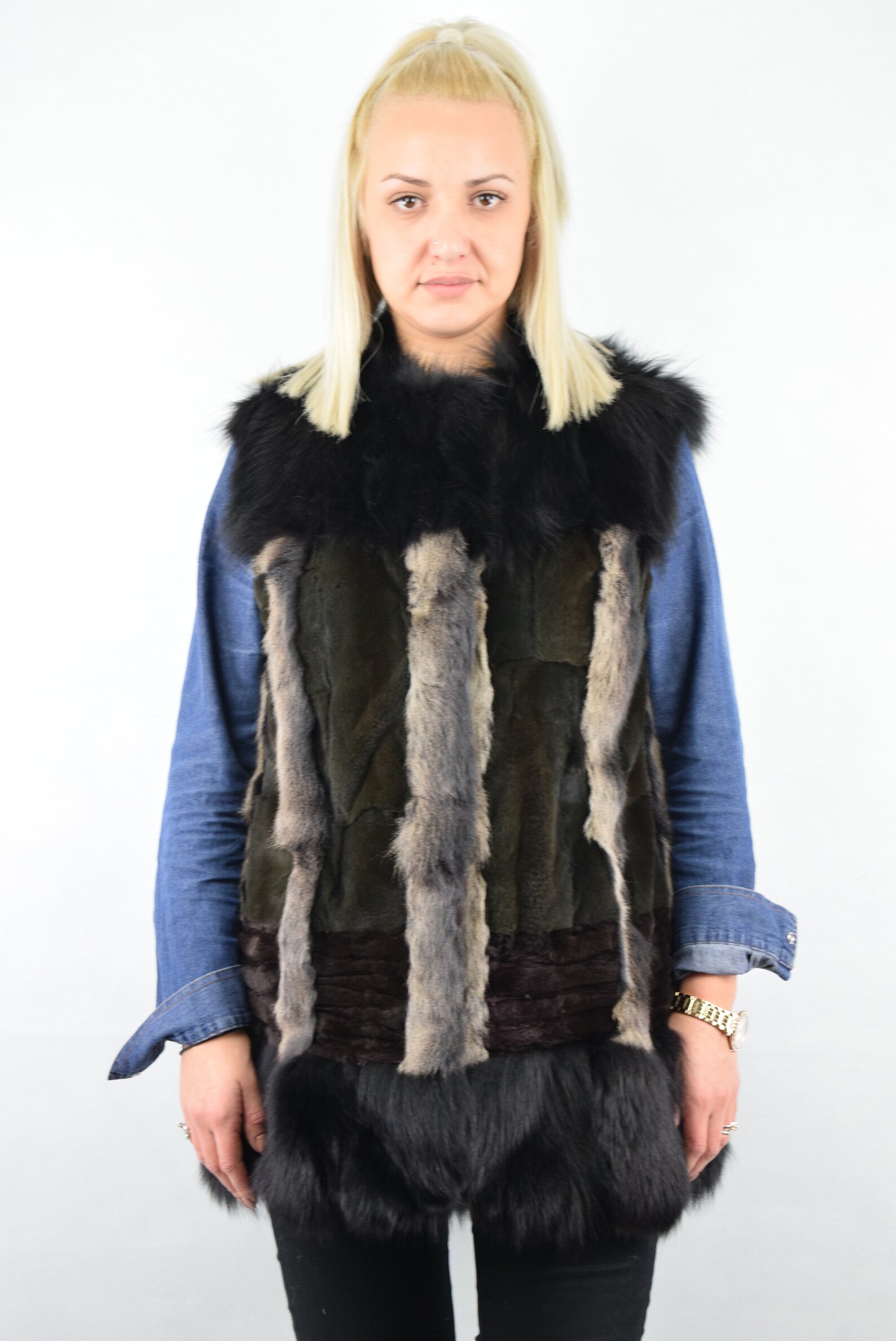 Fur Raccoon Rabbit Mink Vest Waistcoat Black Green Gray Brown - Etsy
