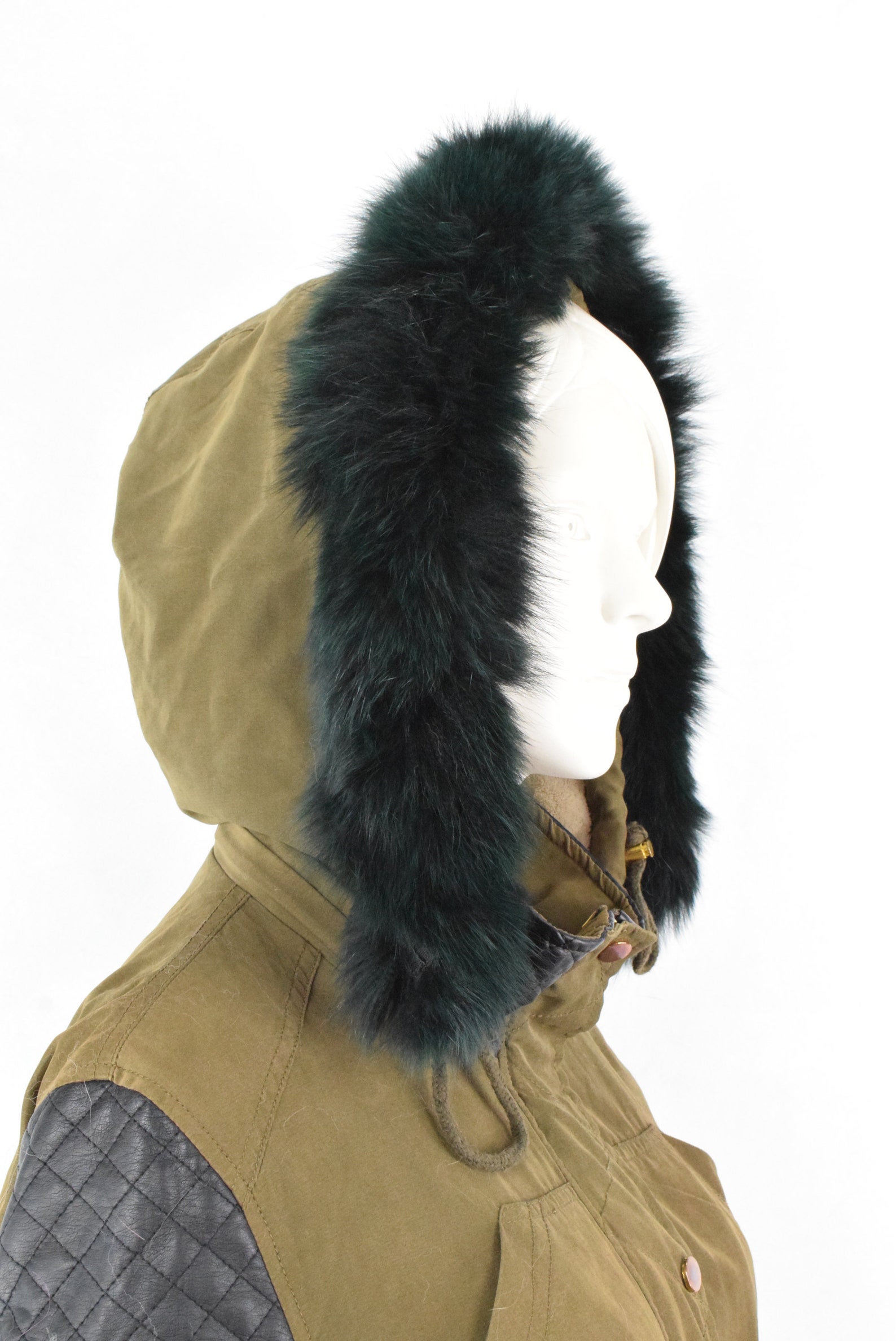 Real Fox Fur Hood Trim for Mens and Womens Dark Green Color / - Etsy