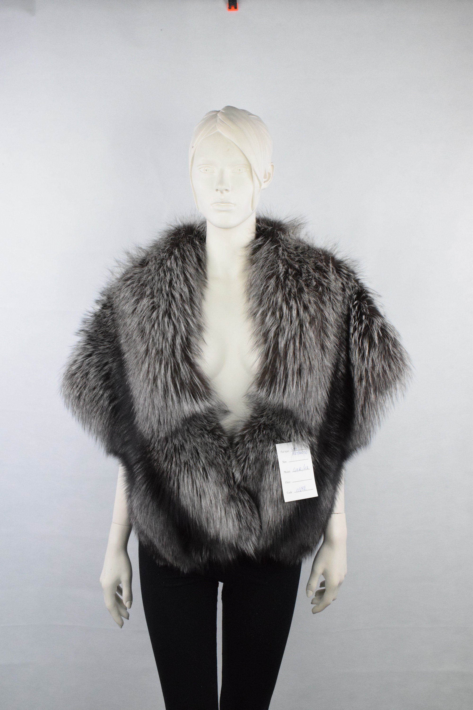 Women's Fur Fox Wrap Shawl Silver Black Color Warm Evening - Etsy