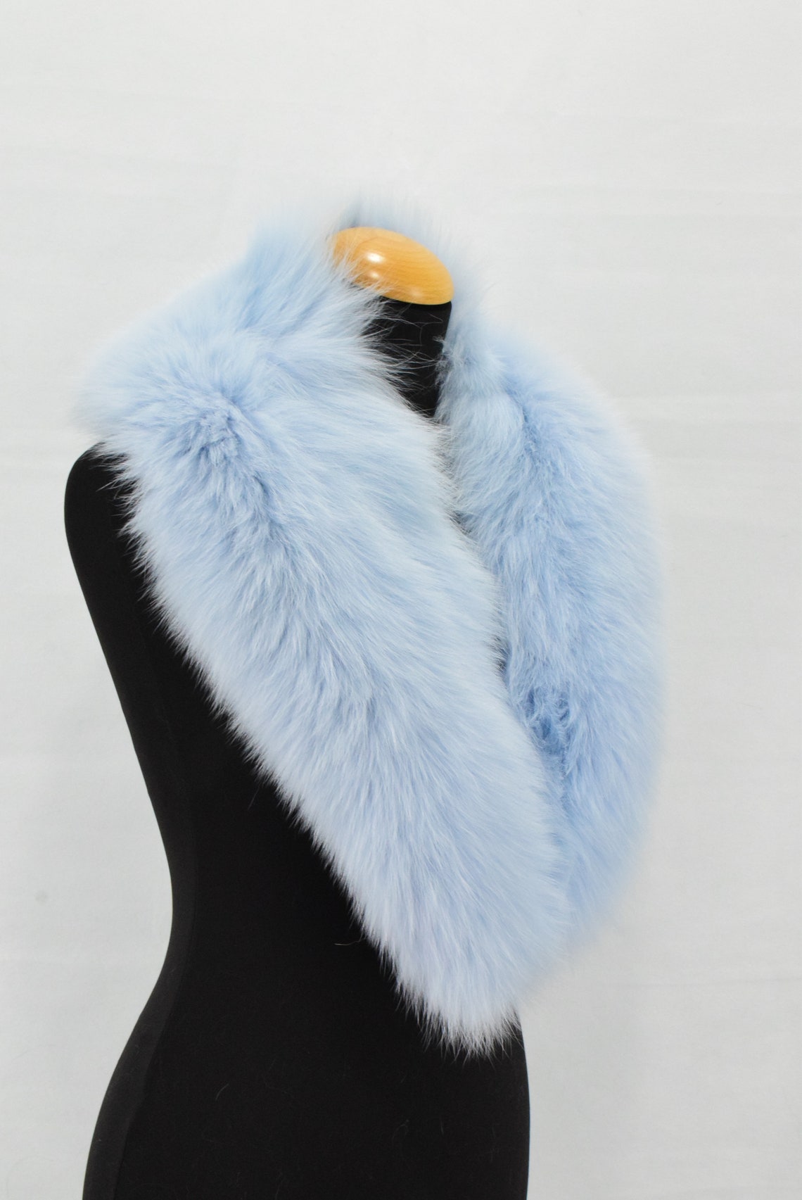 Fur Fox Collar Scarf Blue Colour High Quality Neck Warmer - Etsy