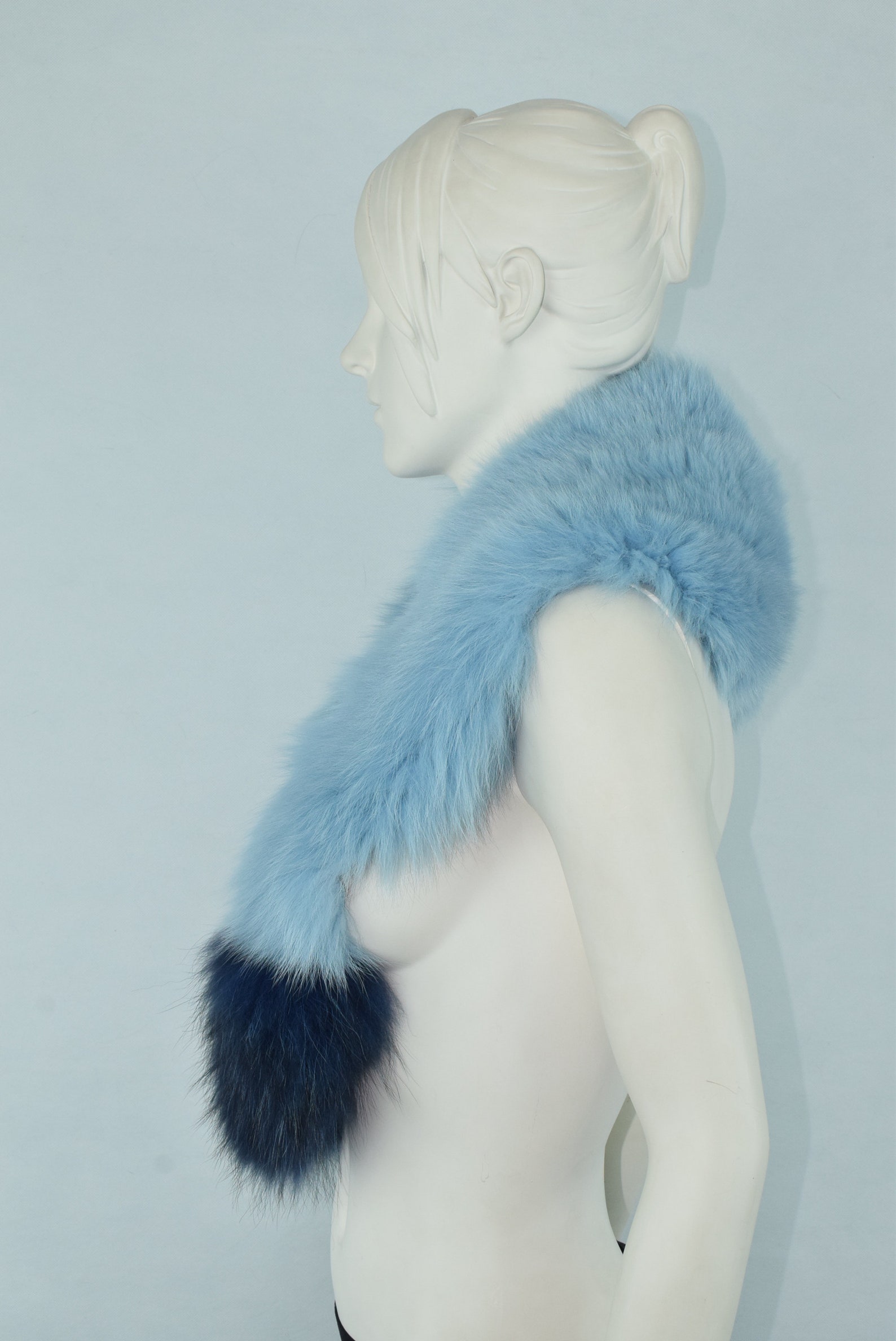 Fur Fox Large Collar Blue Color Fluffy and Warm Luxury - Etsy