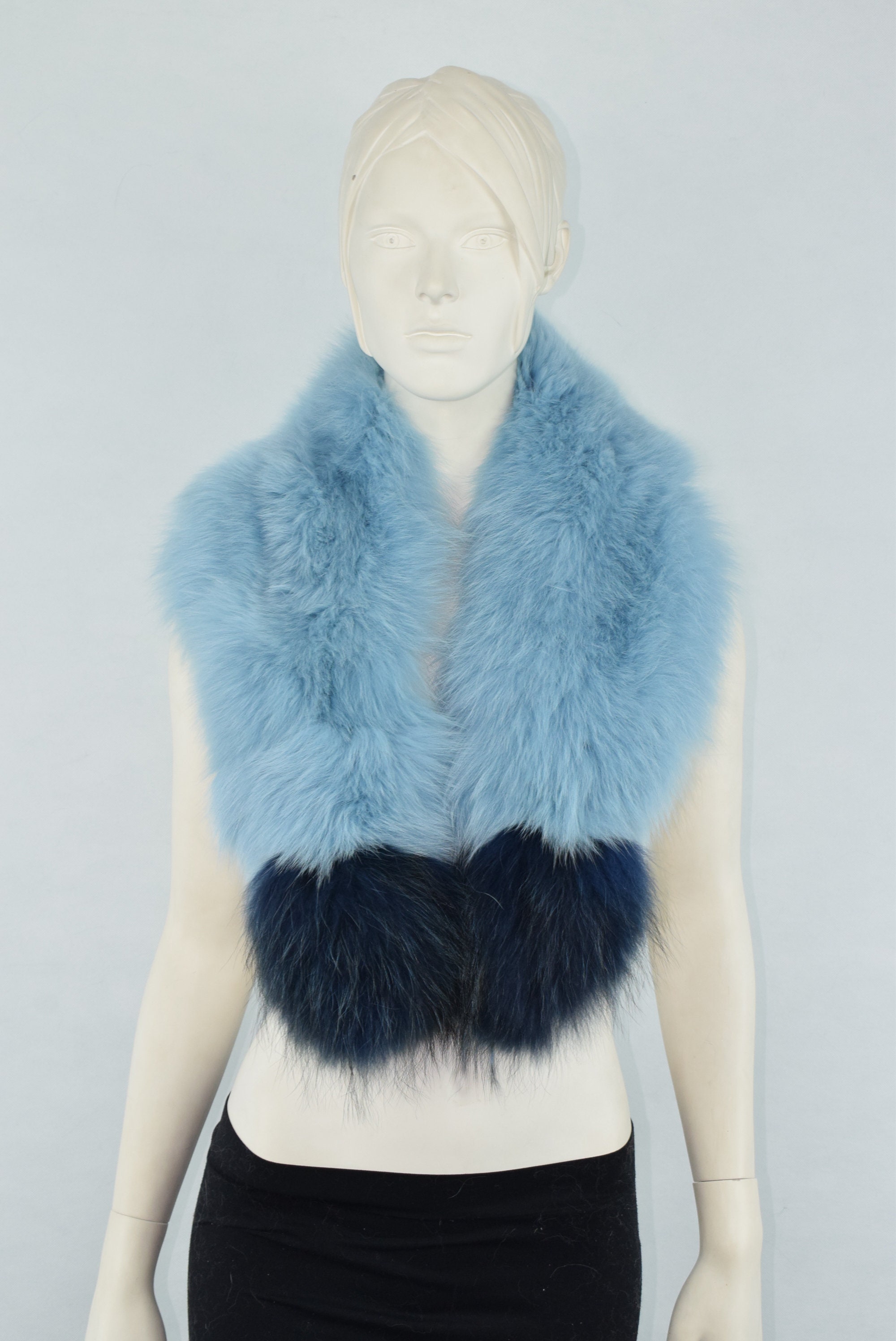 Fur Fox Large Collar Blue Color Fluffy and Warm Luxury - Etsy