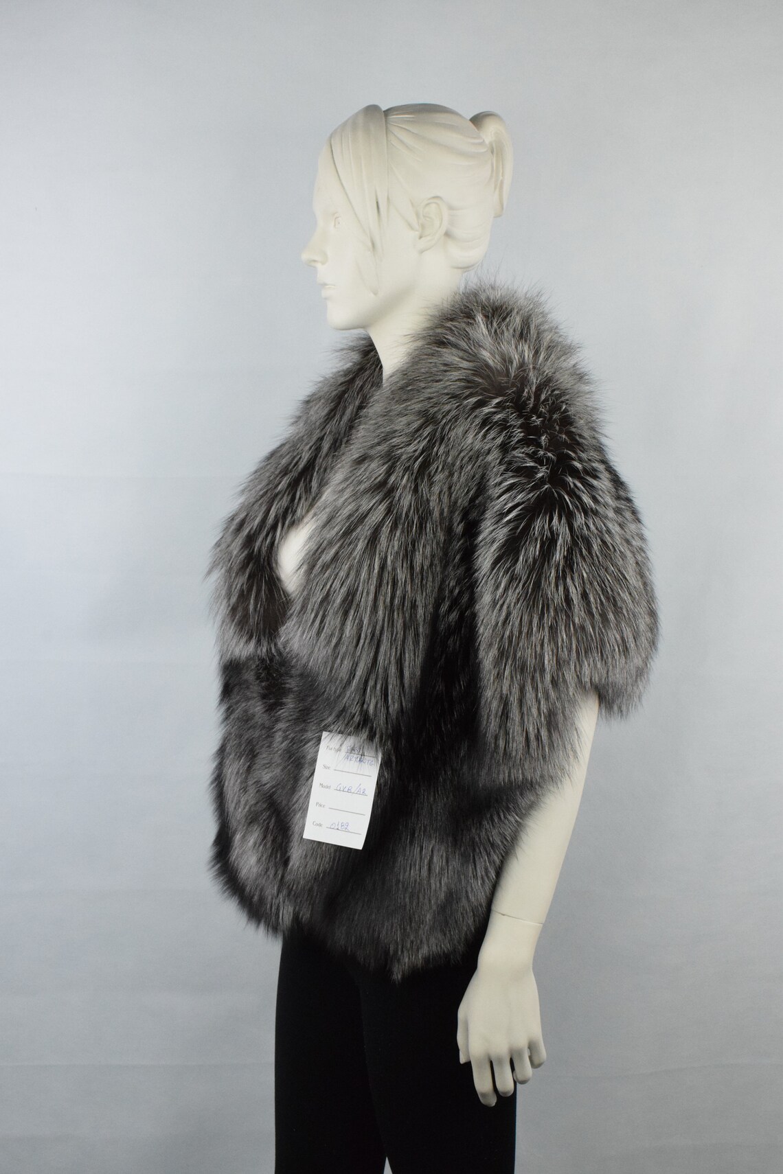 Women's Fur Fox Wrap Shawl Silver Black Color Warm Evening - Etsy