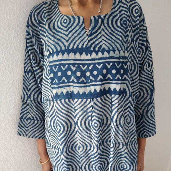 Block Print Tunic Short Dress - Etsy