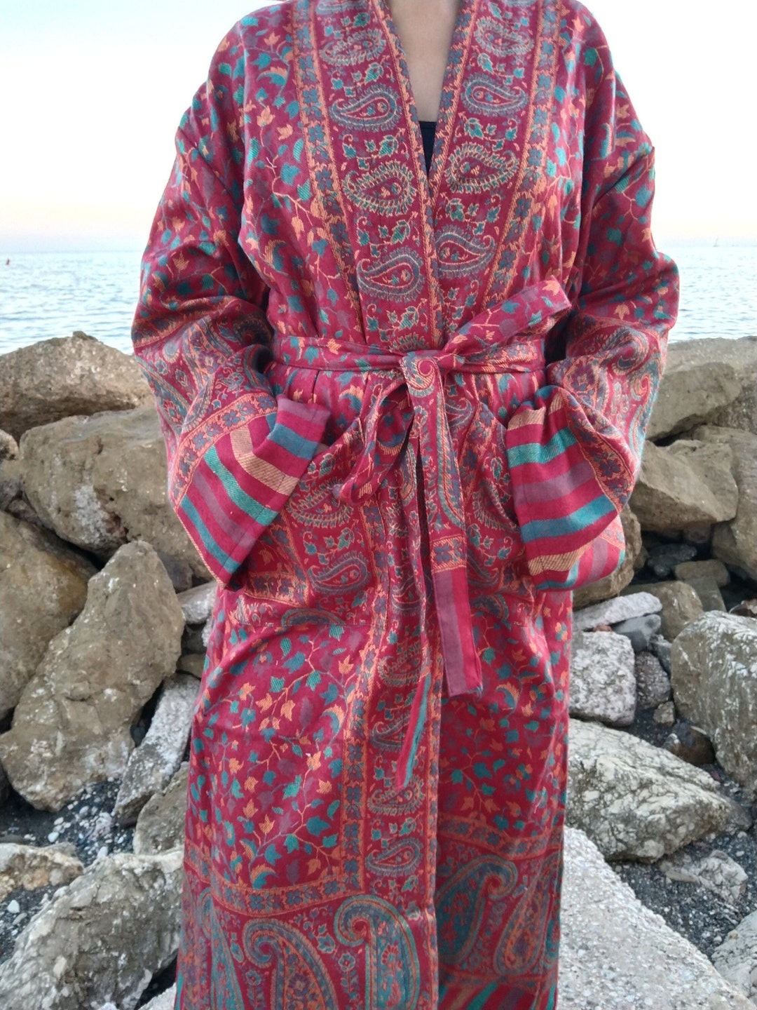 Wool Blend Robe,wool Blend Kimono,resort Wear,loungewear,christmas Gift ...