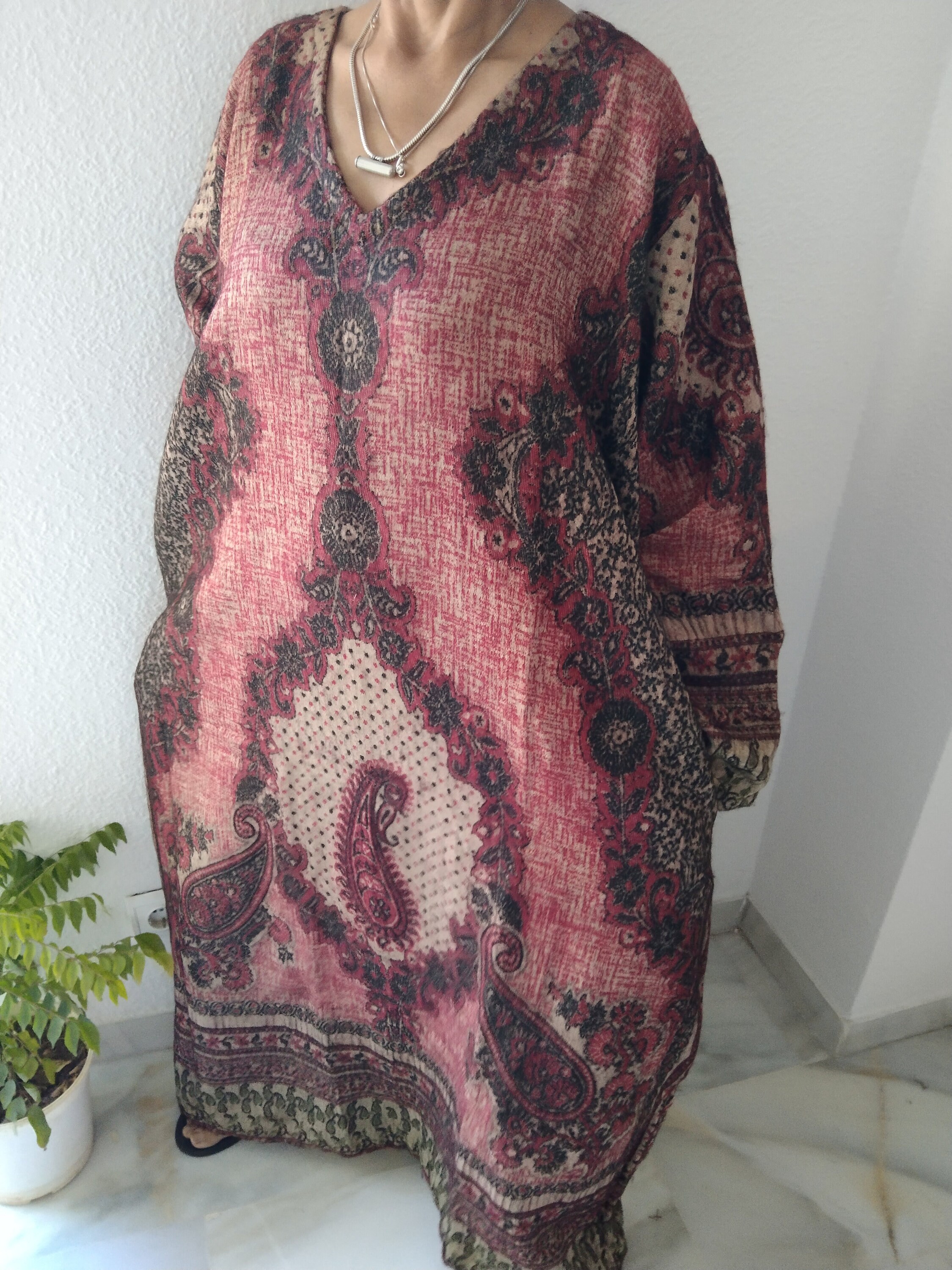 Wool Blend Paisley Kaftan: Boho Winter Loungewear Dress - Etsy
