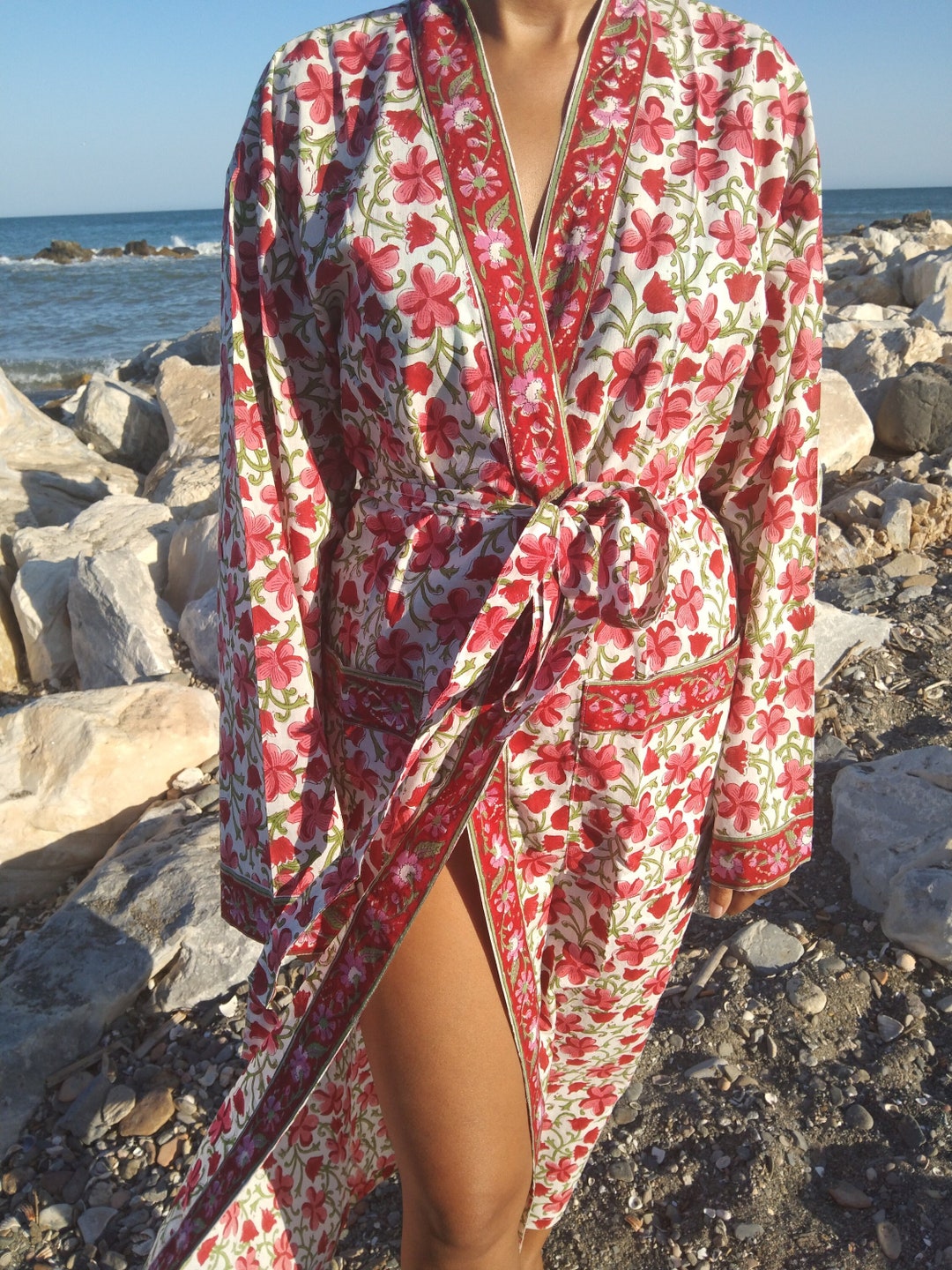 Cotton Robe,kimono,loungewear,resort Wear,dressing Robe, Bridesmaids ...