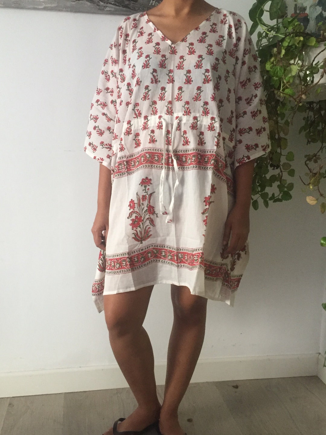 Red Floral Kaftan,cotton Kaftan,caftan,short Kaftan,resort Wear ...