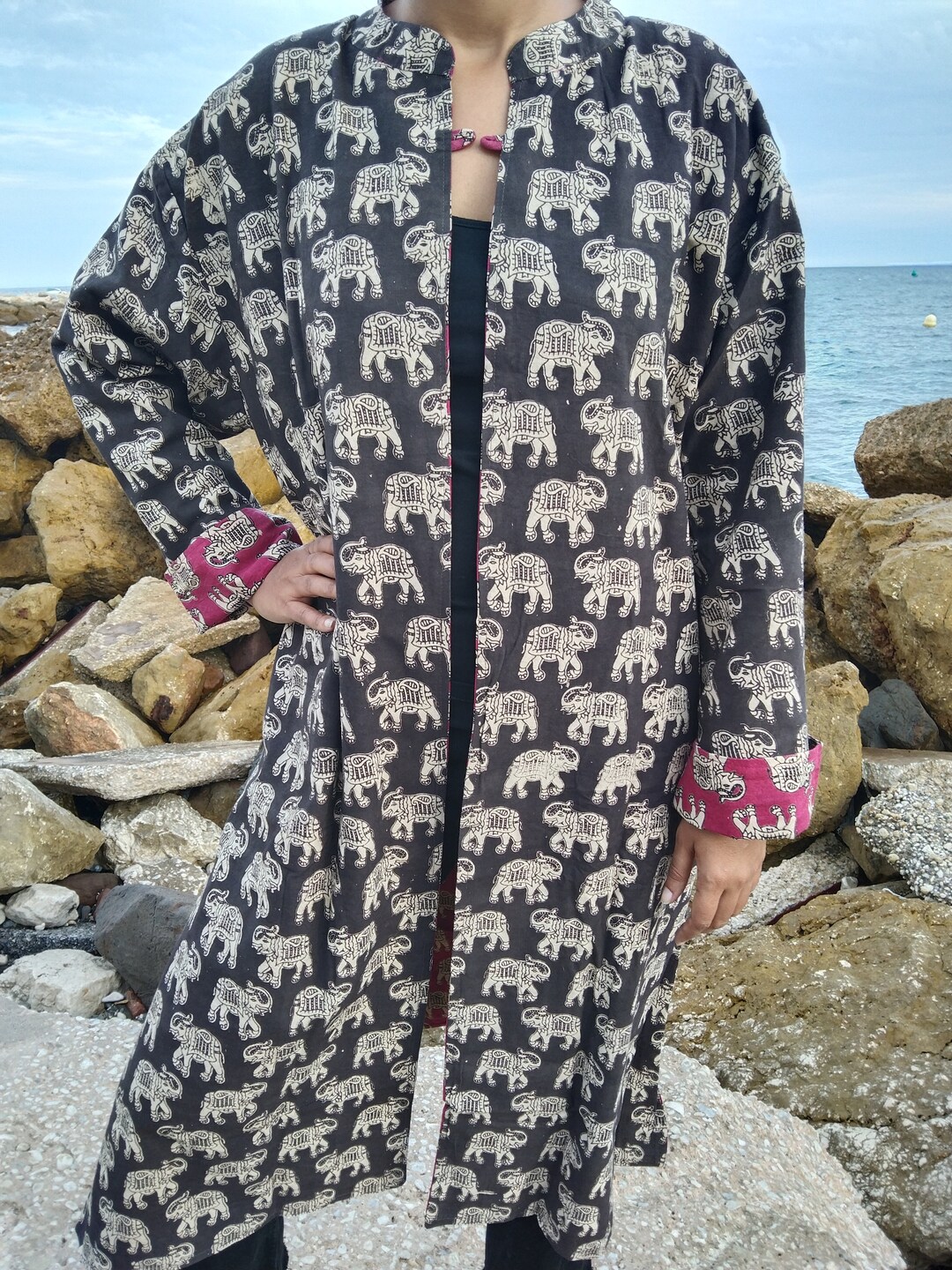 Reversible Cotton Elephant Jacket,cotton Kimono,gifts for Her,mom ...