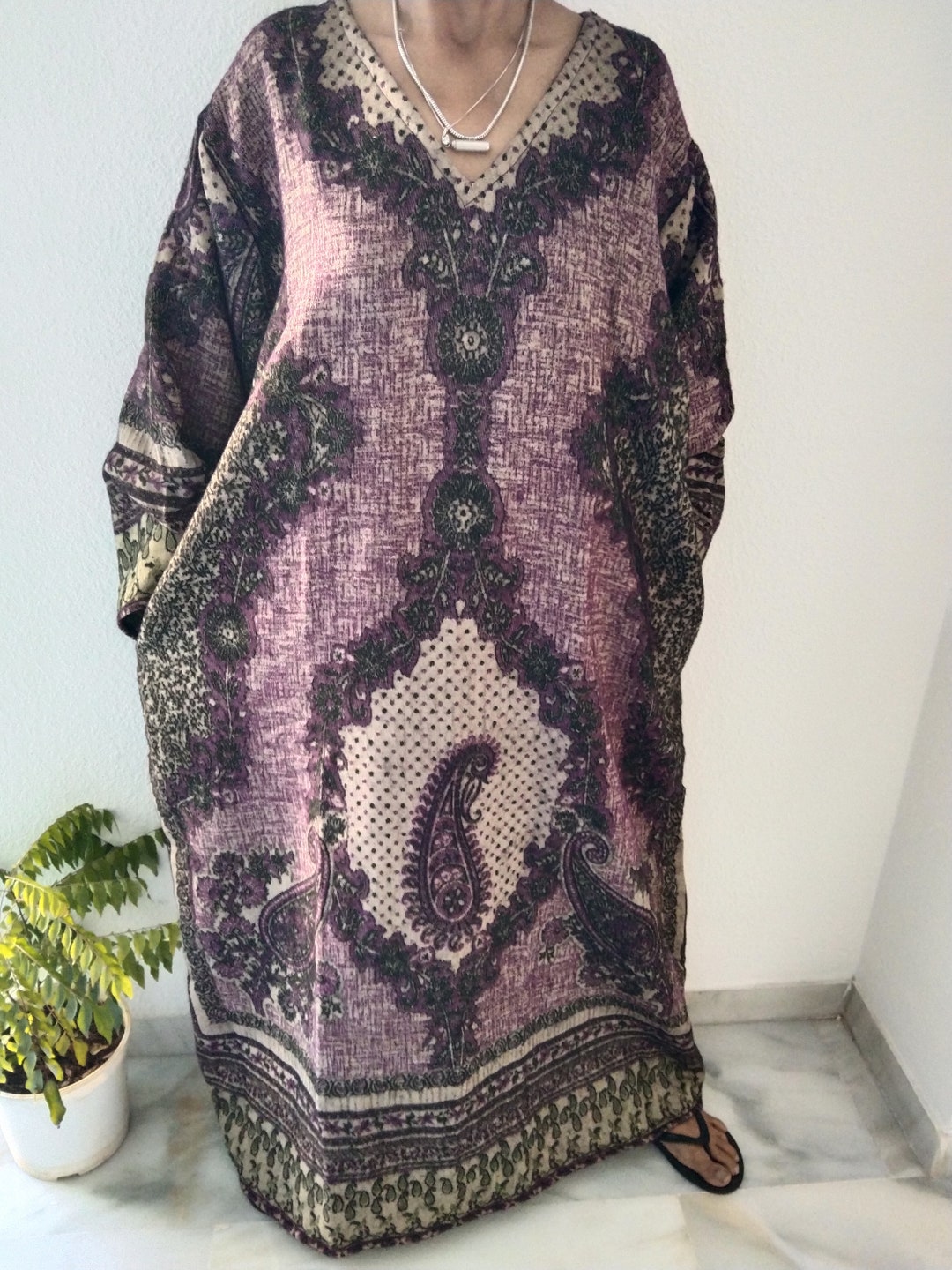 Purple Paisley Kaftan,wool Kaftan,winter Kaftan,winter Dress,gifts for ...