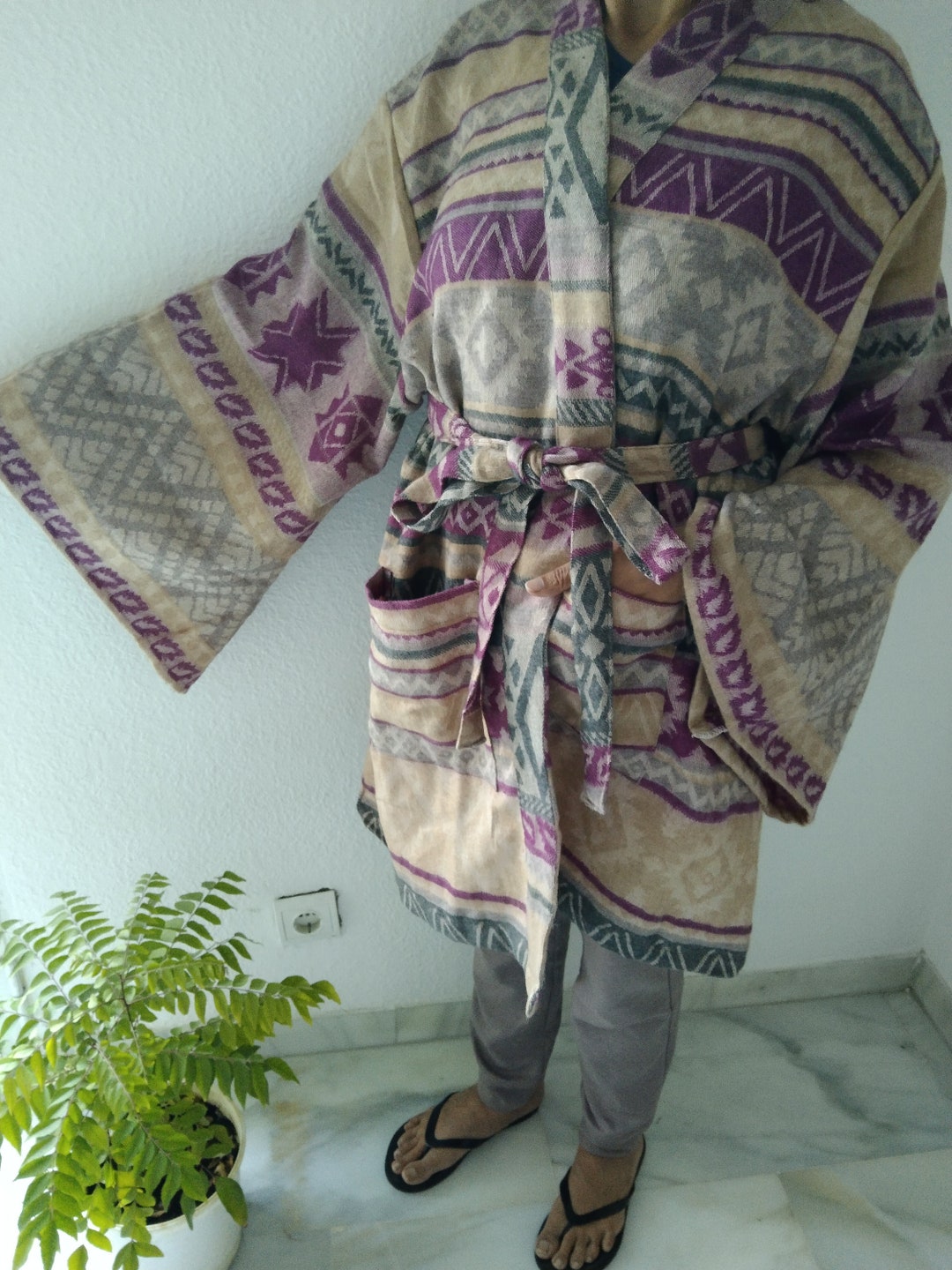 Yak Wool Robe, Loungewear,resort Wear,winter Kimono,short Robe ,boho ...