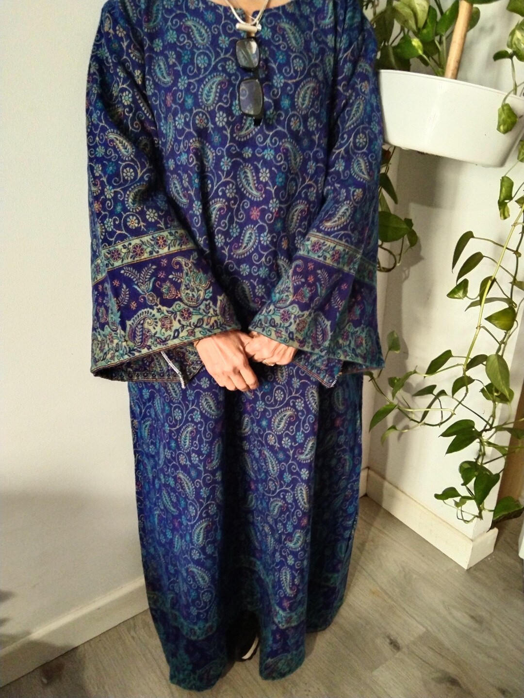 Paisley Yak Wool Kaftan: Winter Loungewear Dress - Etsy