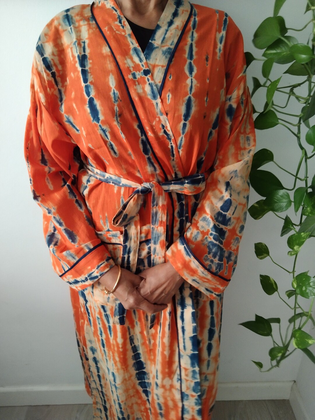Unisex Robe,cotton Robe,orange Tie-dye Robe,gifts for Her,mom ...