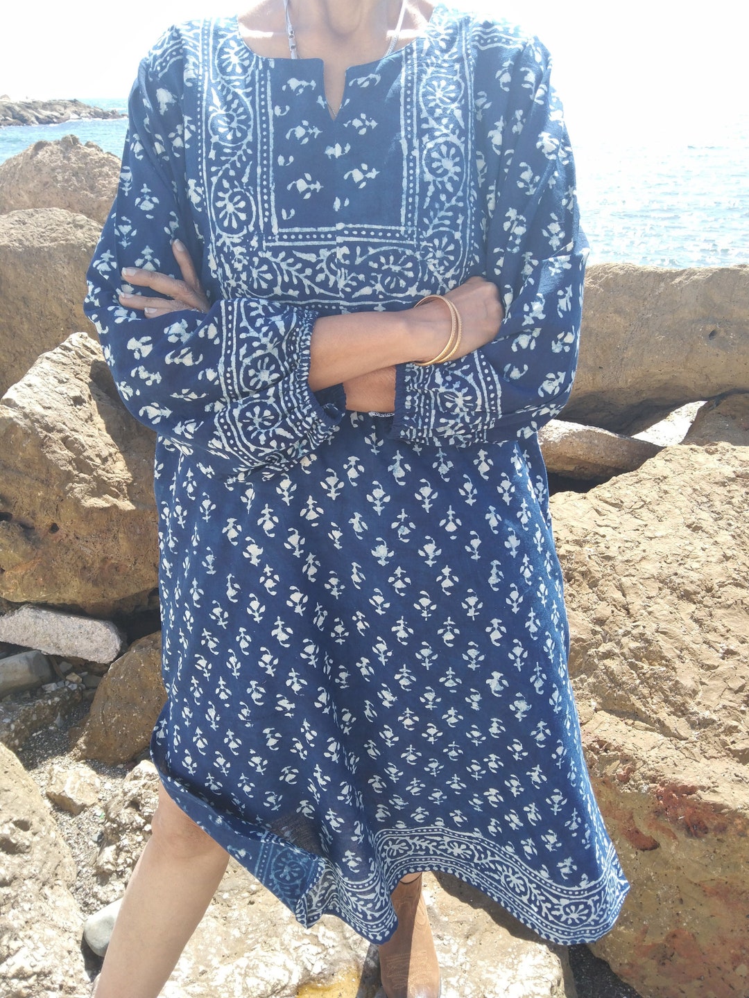 Indigo Cotton Dress,organic Cotton Dress,summer Dress,gifts for Her ...