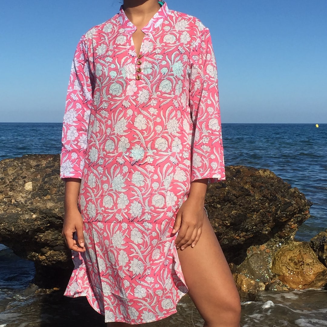 Block Print Tunic,handmade Tunic,resort Wear,beach Wear,swim Cover Up ...