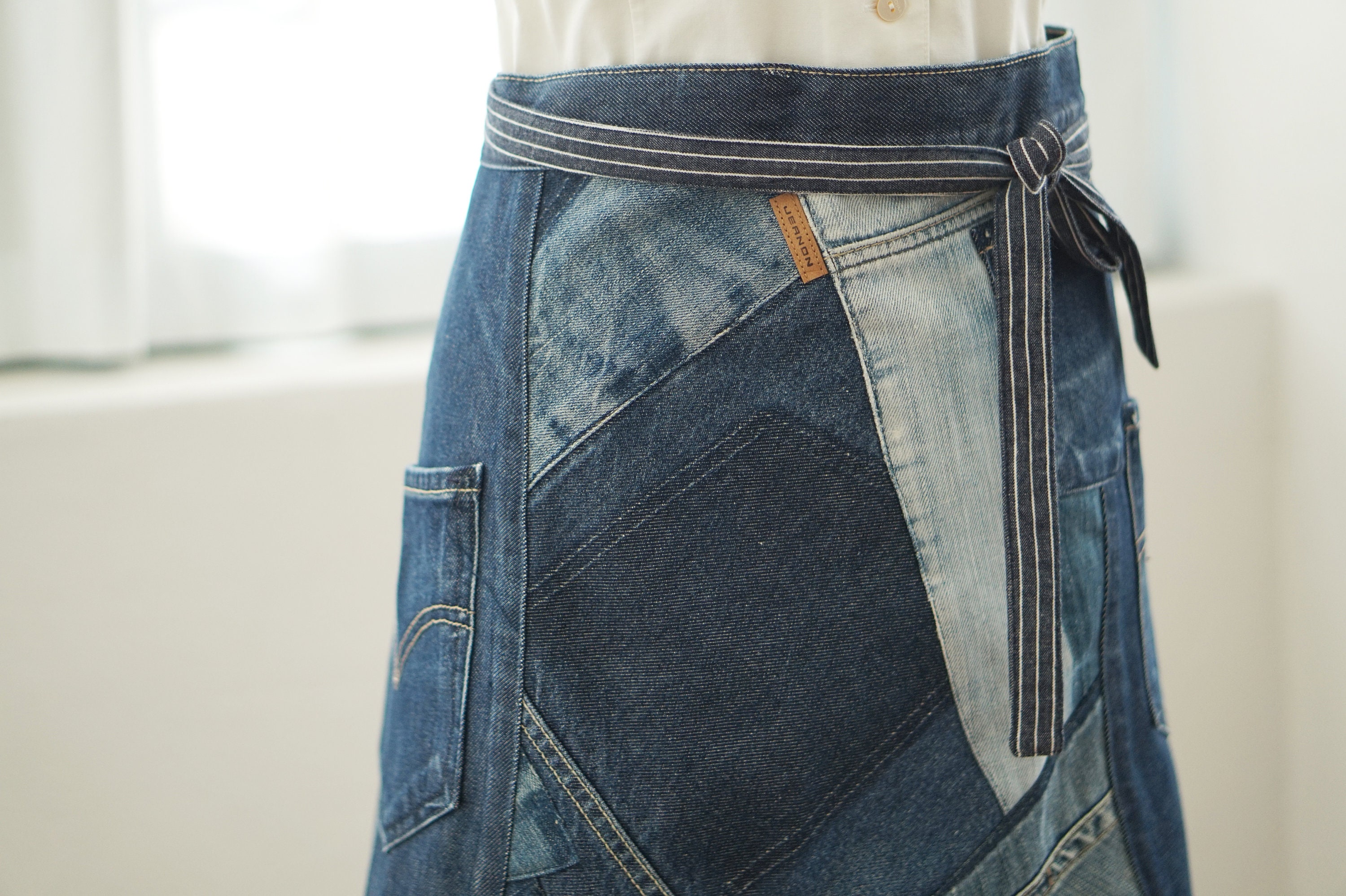 JEANON Patchwork Waist Apron Handmade Upcycled Denim Apron - Etsy