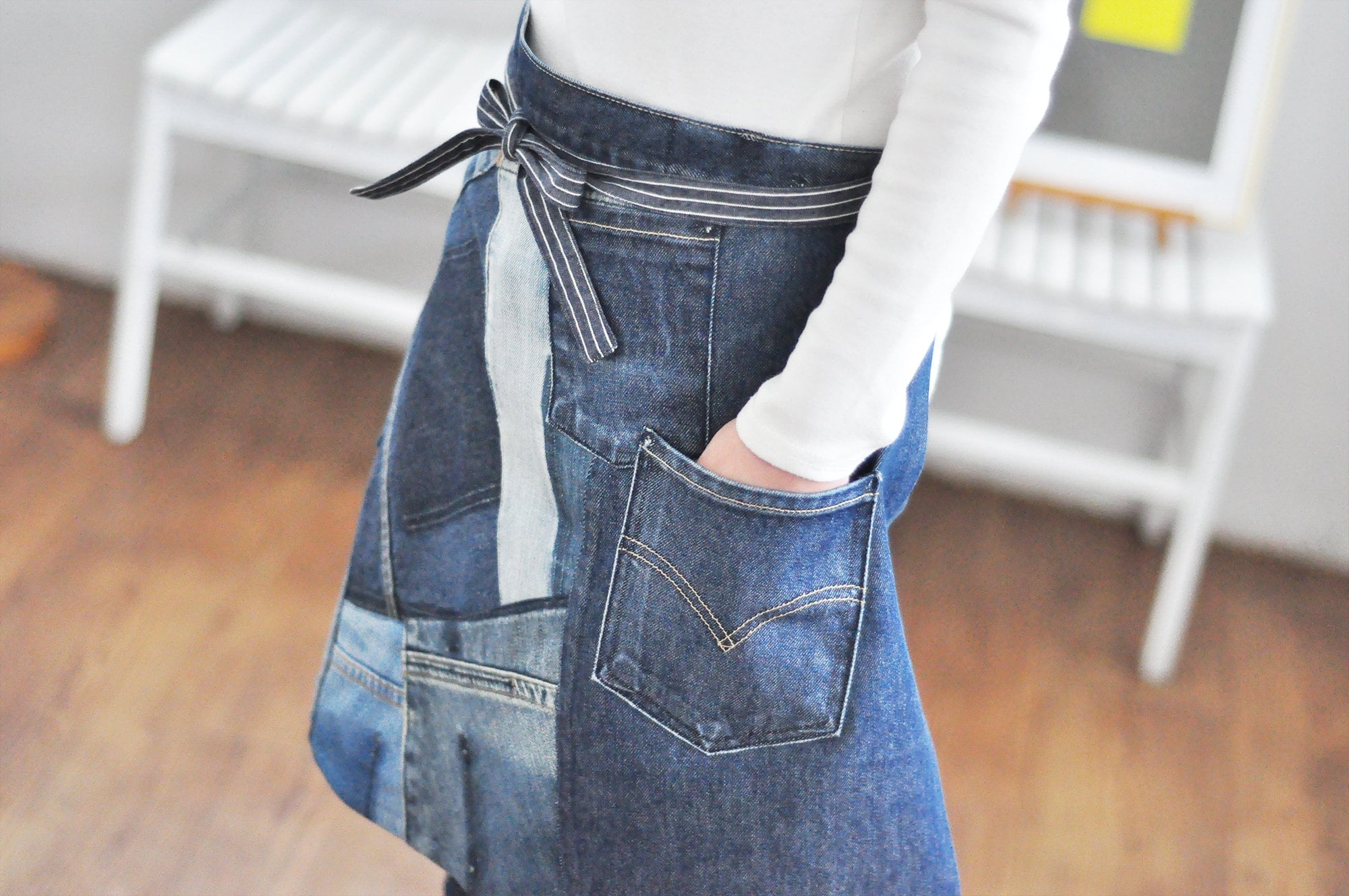 JEANON Patchwork Waist Apron Handmade Upcycled Denim Apron - Etsy
