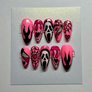 Halloween Press-on Nails Ghost Face Nails Spooky Design Scream Nails - Etsy