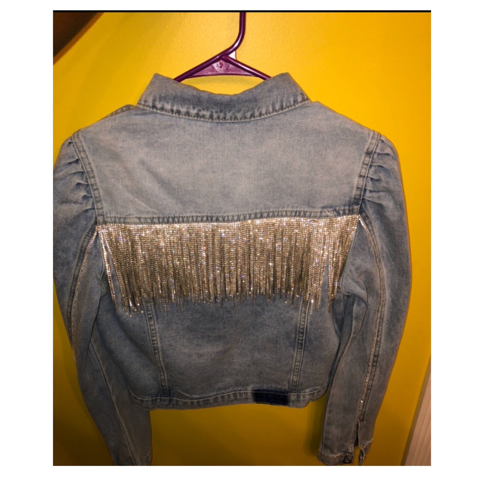 Rhinestone Fringe Denim Jacket - Etsy