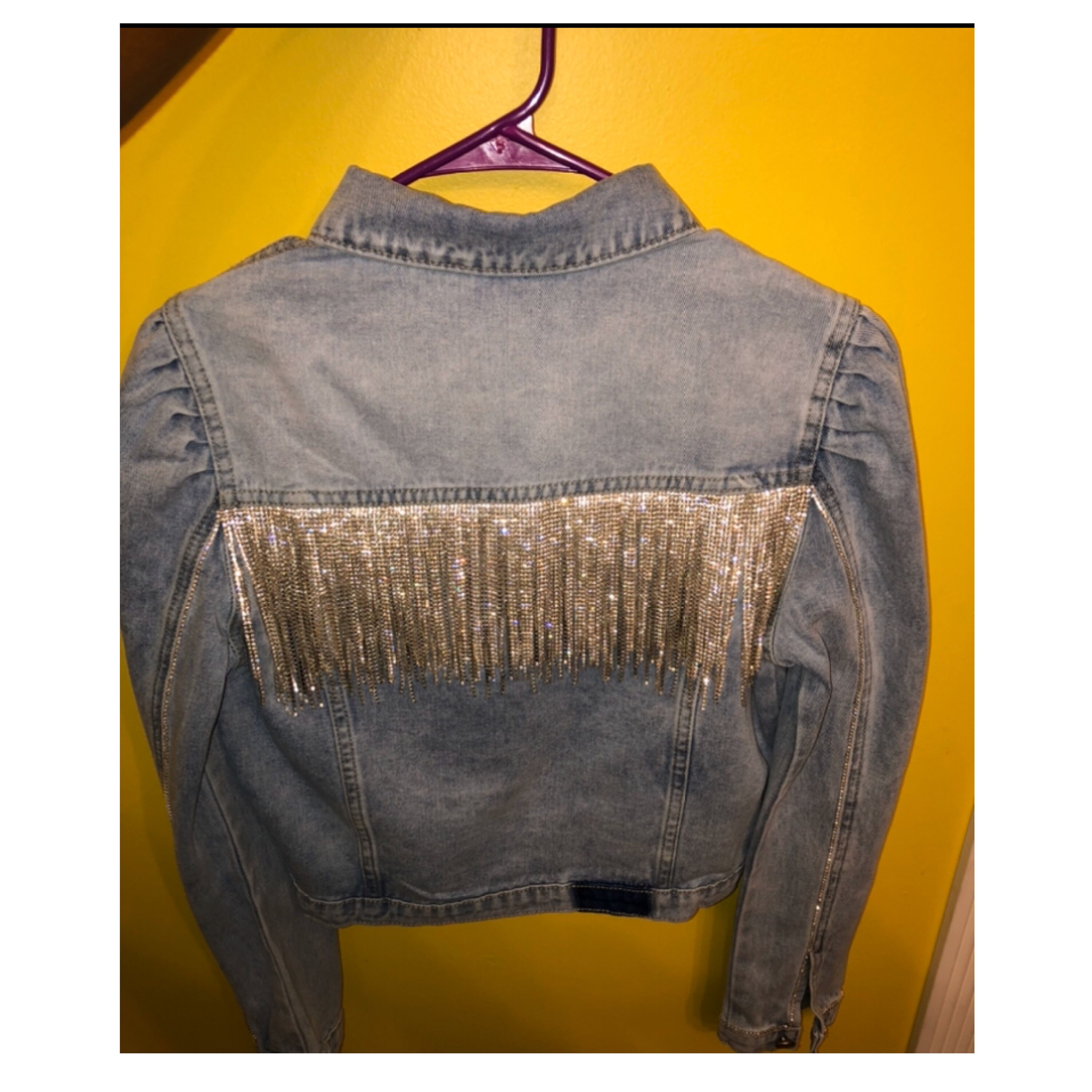 Rhinestone Fringe Denim Jacket - Etsy