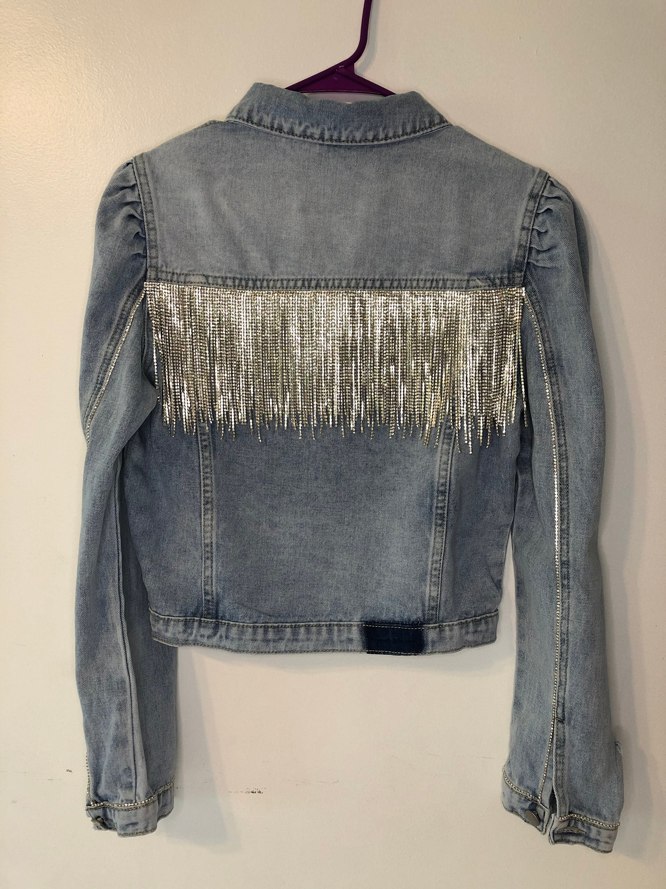 Rhinestone Fringe Denim Jacket - Etsy
