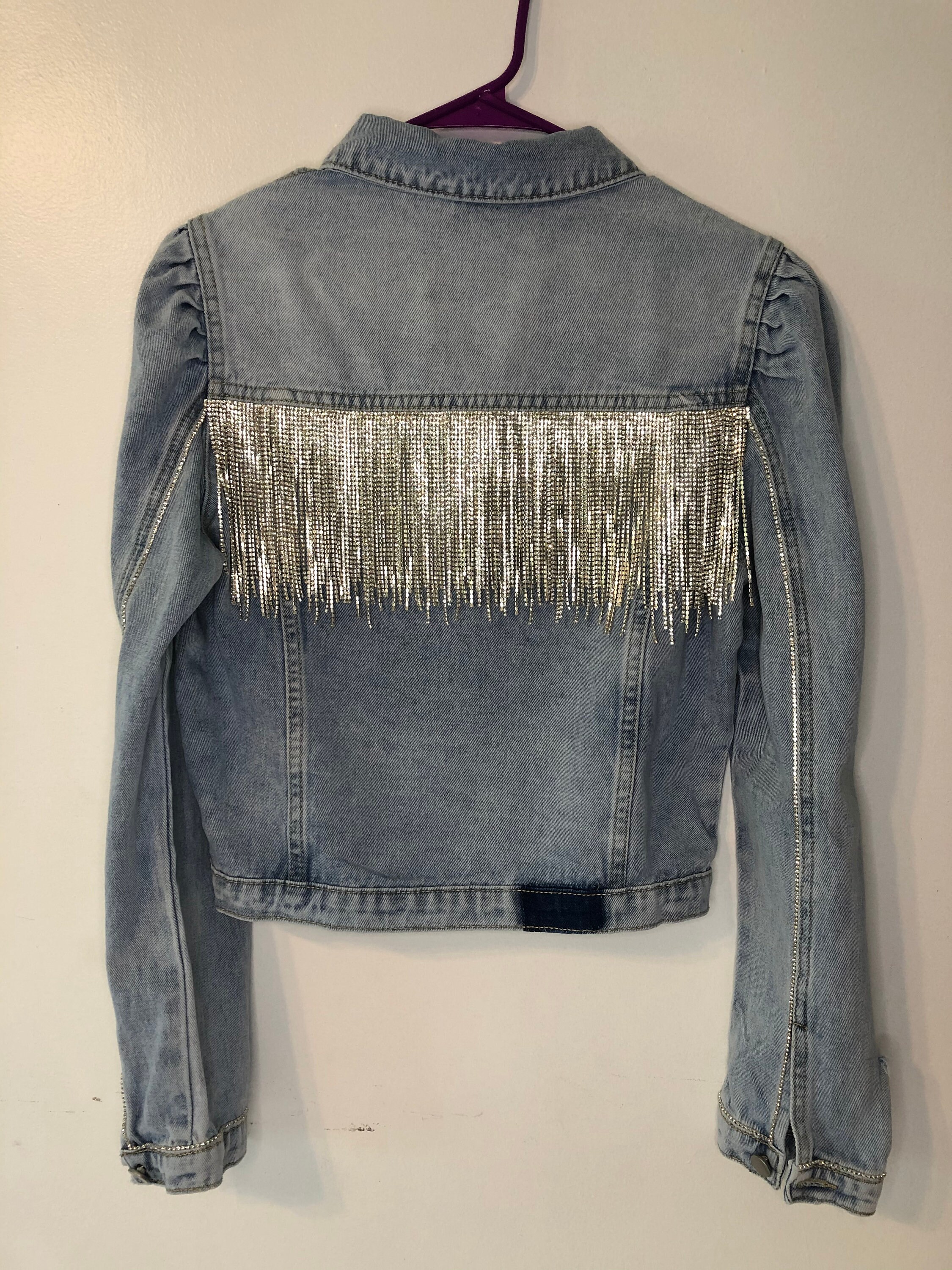 Rhinestone Fringe Denim Jacket - Etsy
