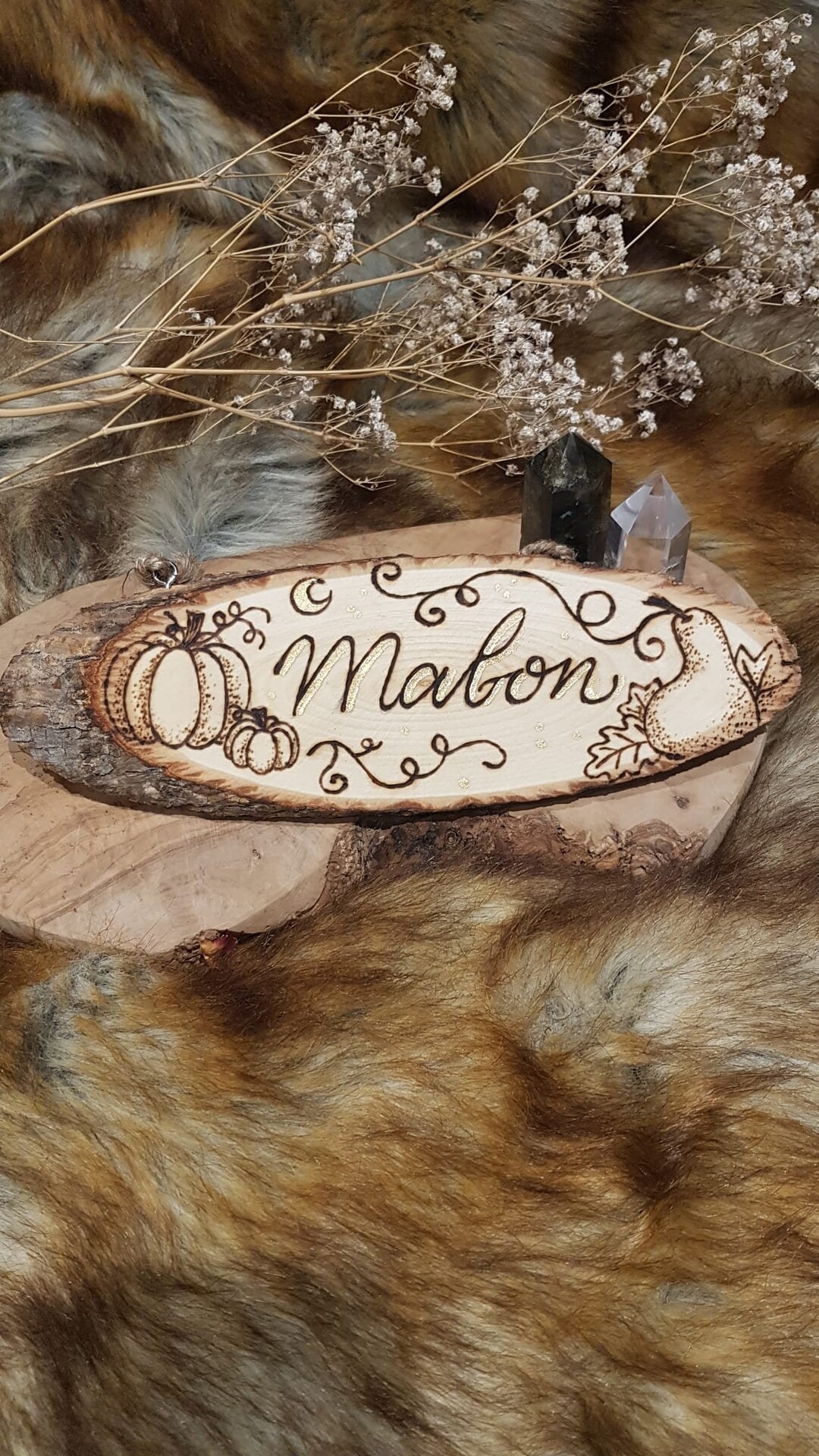 Wooden Sign With Burned Lettering "mabon" - Magical Decoration - Hand ...