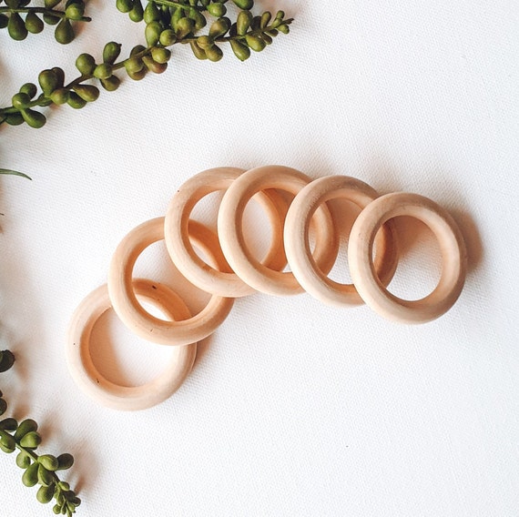 6 pieces Natural Macrame Wood Ring Unfinished Circle 55 mm | Etsy
