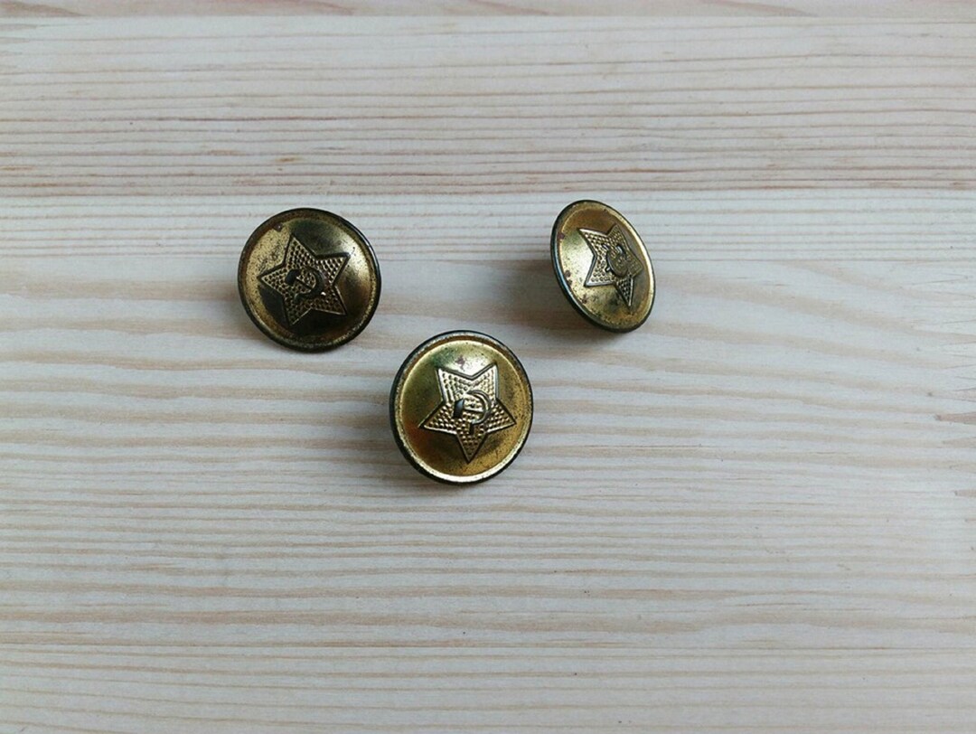 3 Old Gold Metal Buttons Soldier Uniform Soviet Army 1956 - Etsy