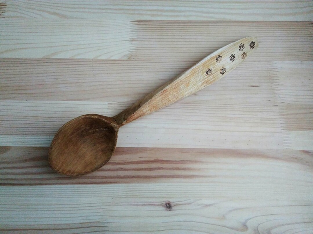 Old Big Wooden Spoon Vintage Hand Carved Spoon Rustic - Etsy