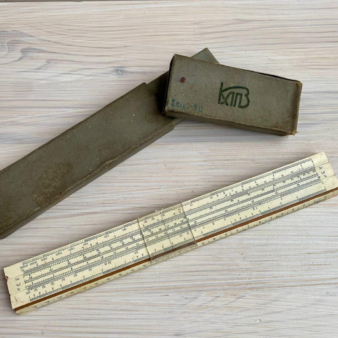 Logarithmic Ruler Vintage Wood Ruler in Original Box Collectible Wooden ...