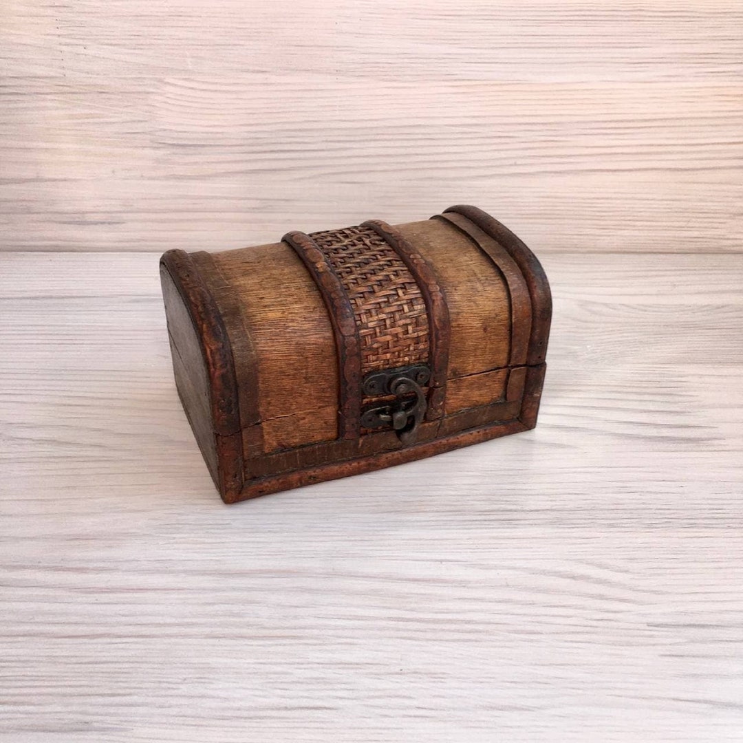 Vintage Small Treasure Chest | Jewelry Box | Rustic Wooden Box ...
