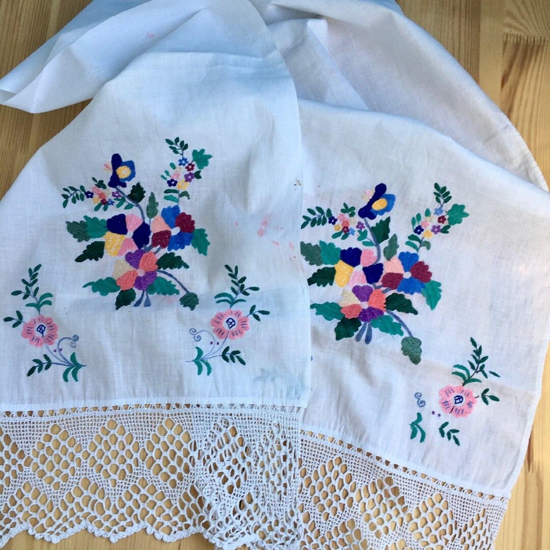 Vintage Embroidered Towel Ukrainian Folk Embroidery Antique Hand ...