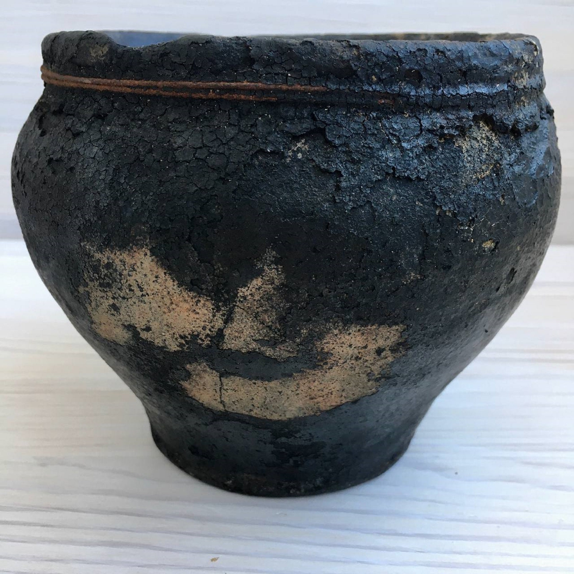 Very Old Black Pottery Crock Vintage Pottery Ceramic Ancient Vase ...