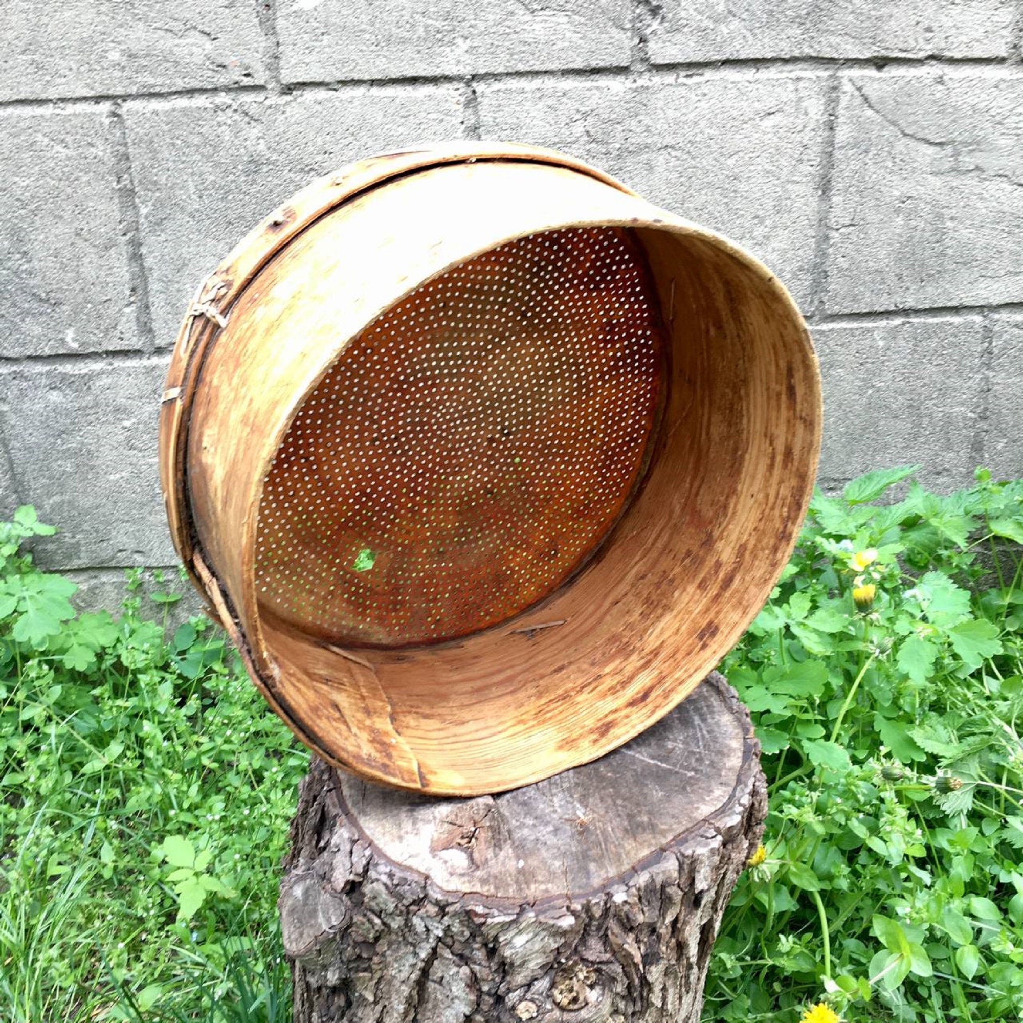 Antique Rustic Sieve Large Wood Sieve Old Flour Sieve Farm Primitive ...