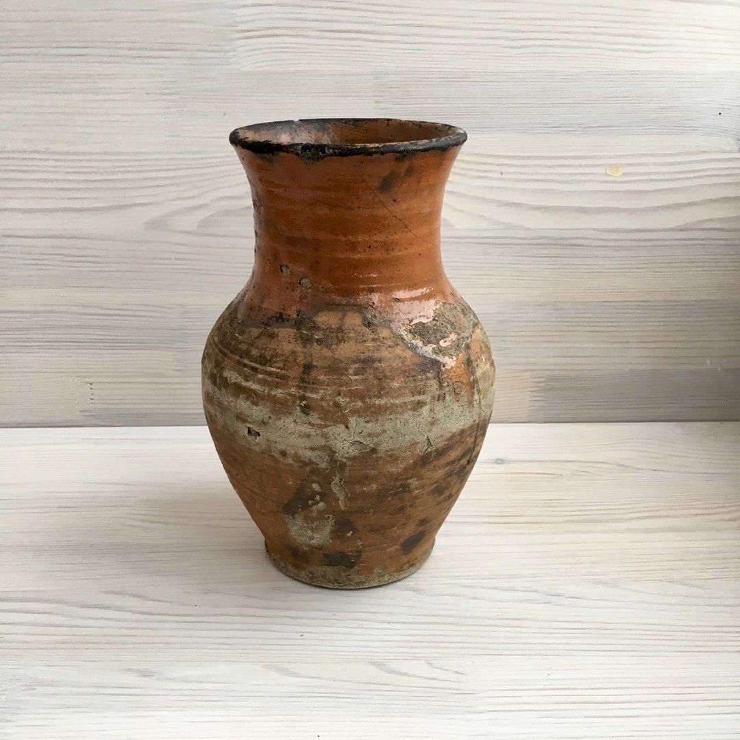 Very Old Terracotta Pottery Crock Vintage Pottery Ancient Vase Rustic ...